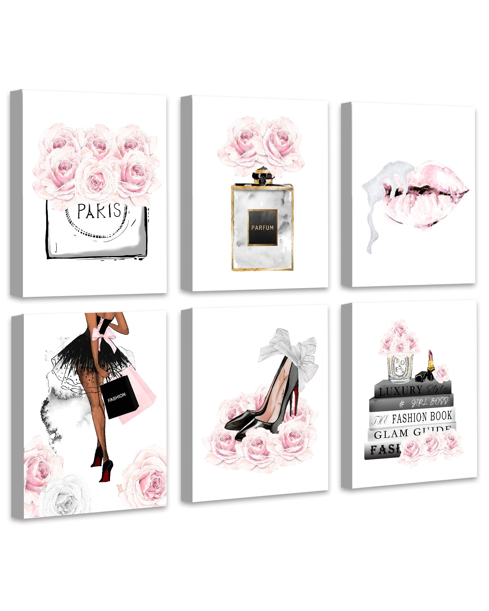 Drsoum Glam Pink Fashion Woman Framed Canvas Wall Art Girly Beauty ...