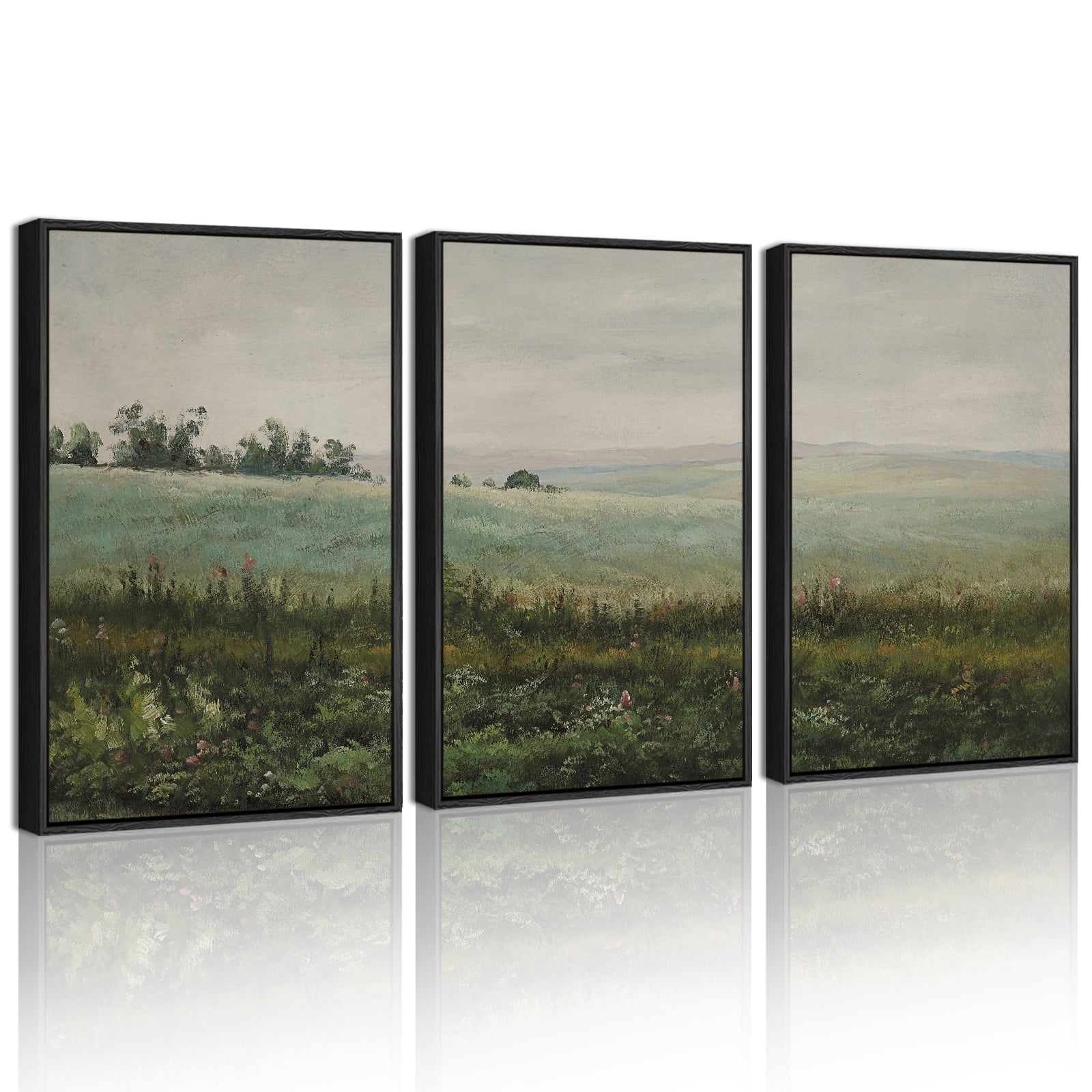 Drsoum Landscape 16x24in Black Framed Canvas Wall Art Vintage Classical ...