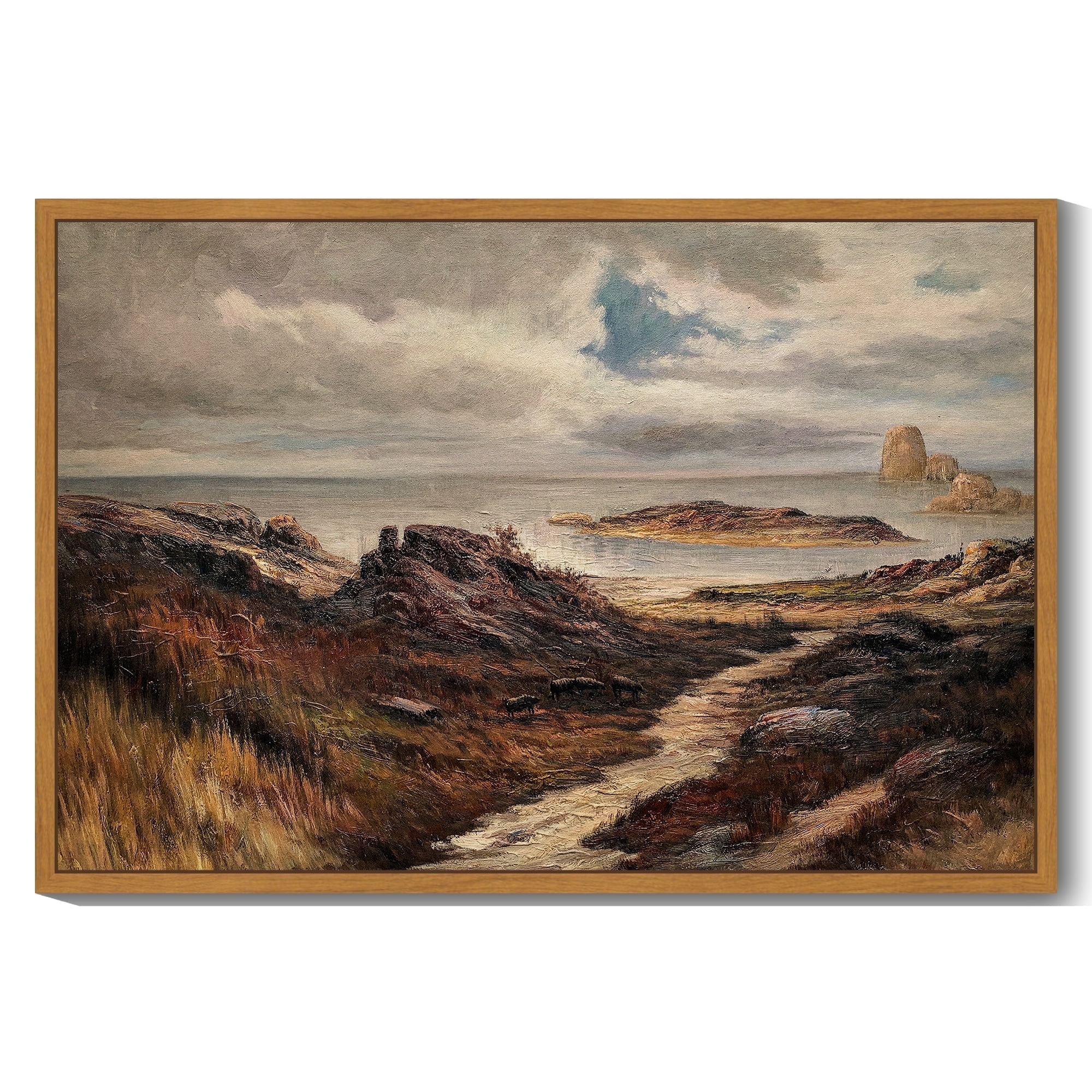 Drsoum Landscape 24x36in Natural Framed Canvas Wall Art Vintage ...