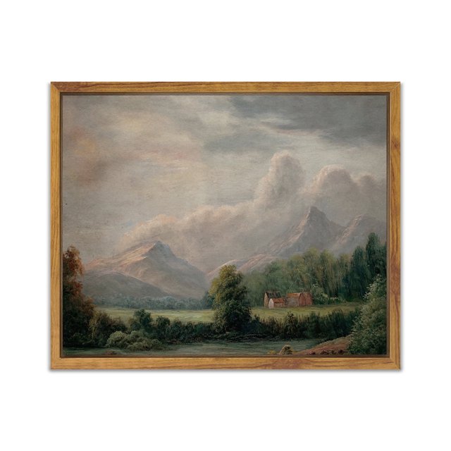 Drsoum Landscape Wall Art Vintage Classical Village Painting Farmhouse ...