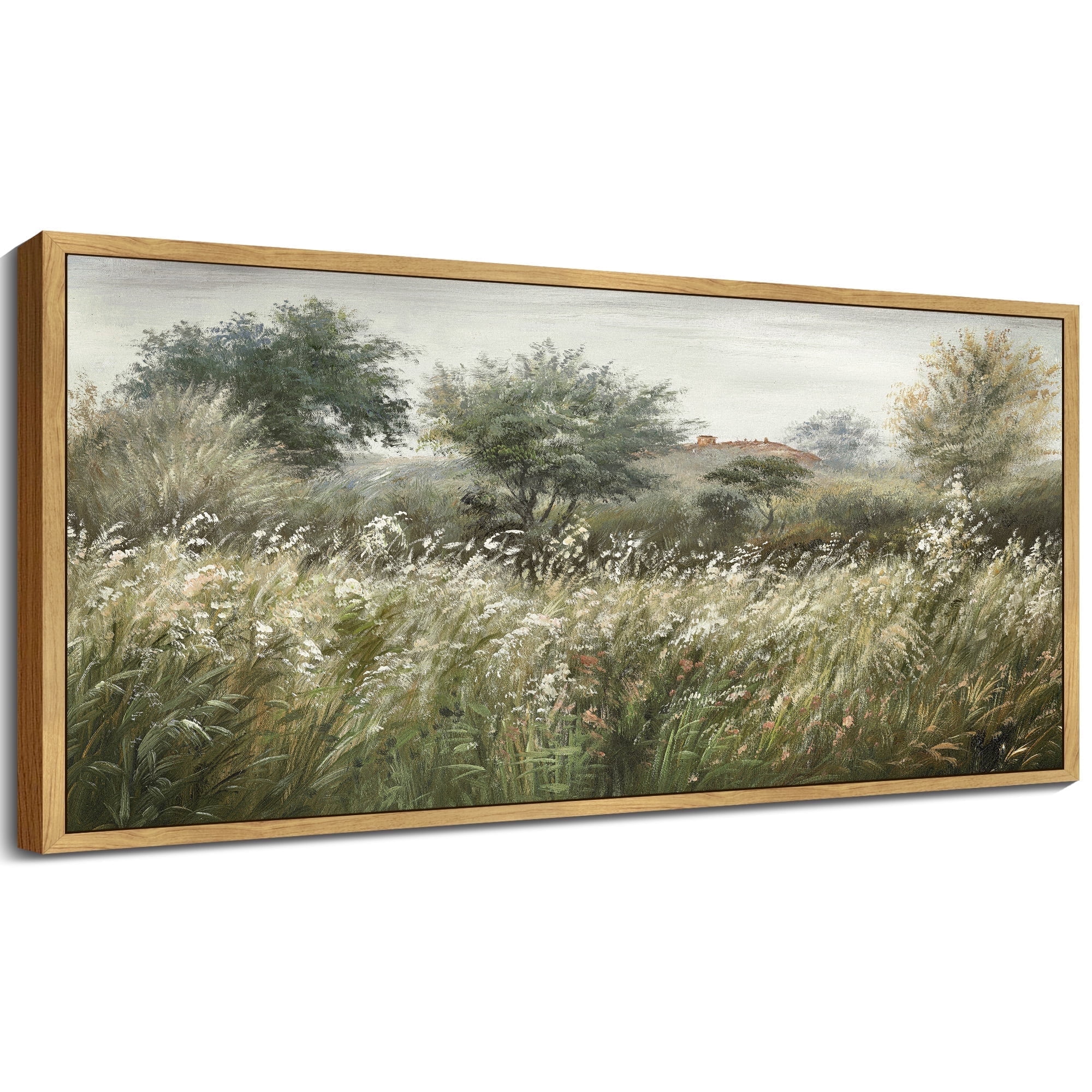 Drsoum Large 20x40in Natural Framed Country Meadow Field Vintage Wall ...