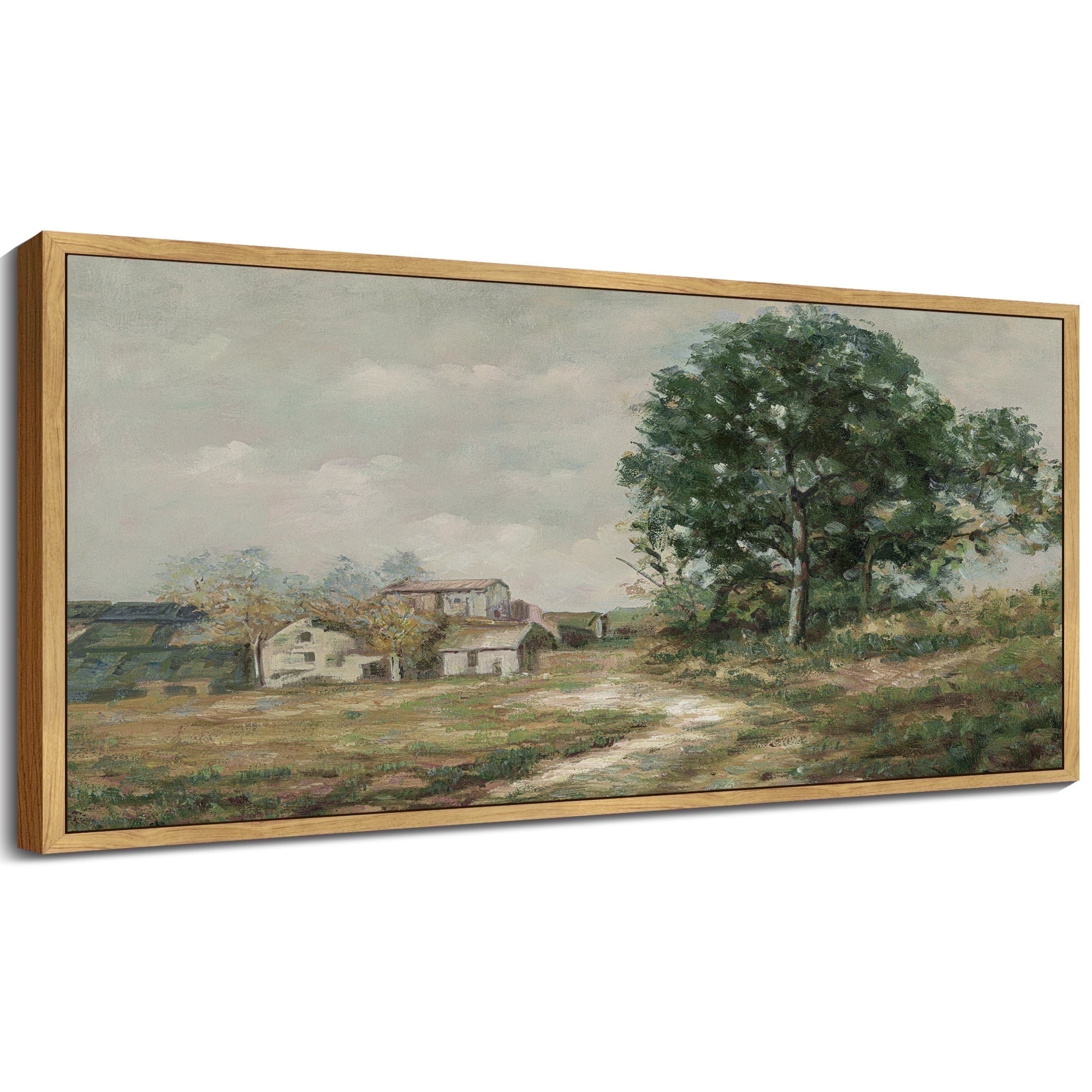 Drsoum Large 20x40in Natural Framed Rustic Country Road Landscape ...