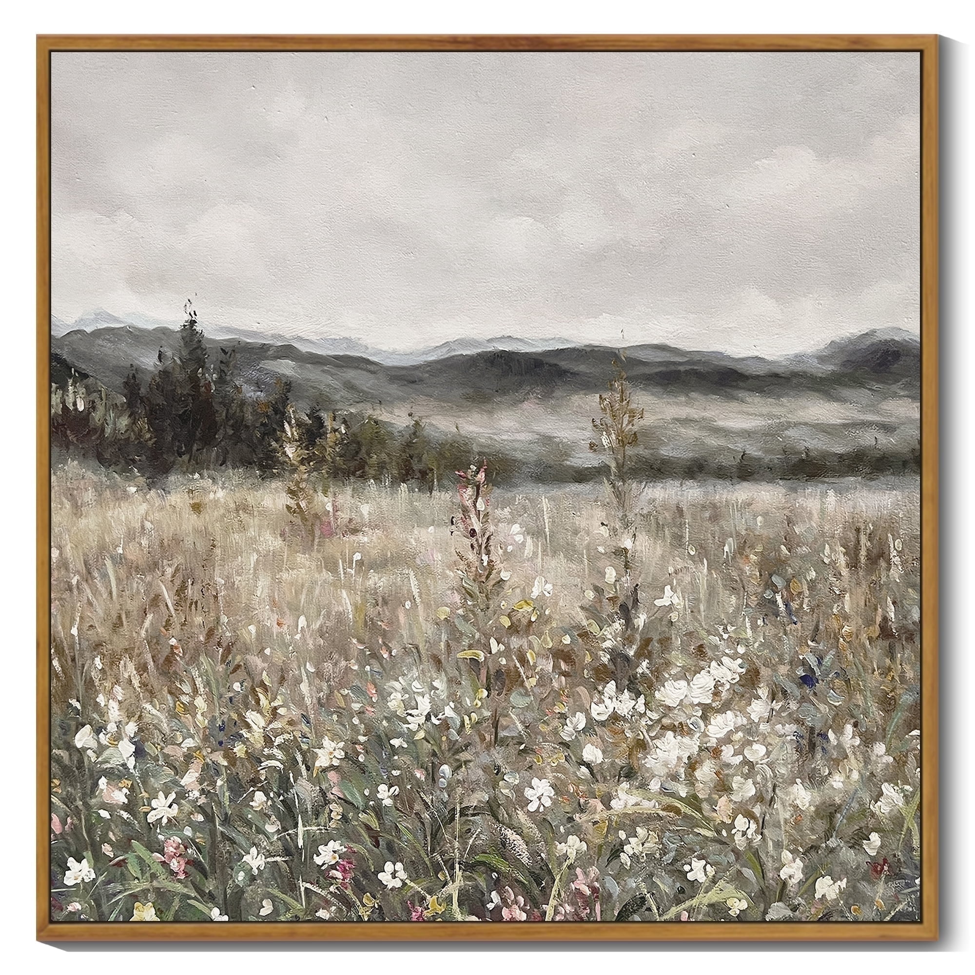 Drsoum Large 24x24in Natural Framed Vintage Landscape Canvas Wall Art ...