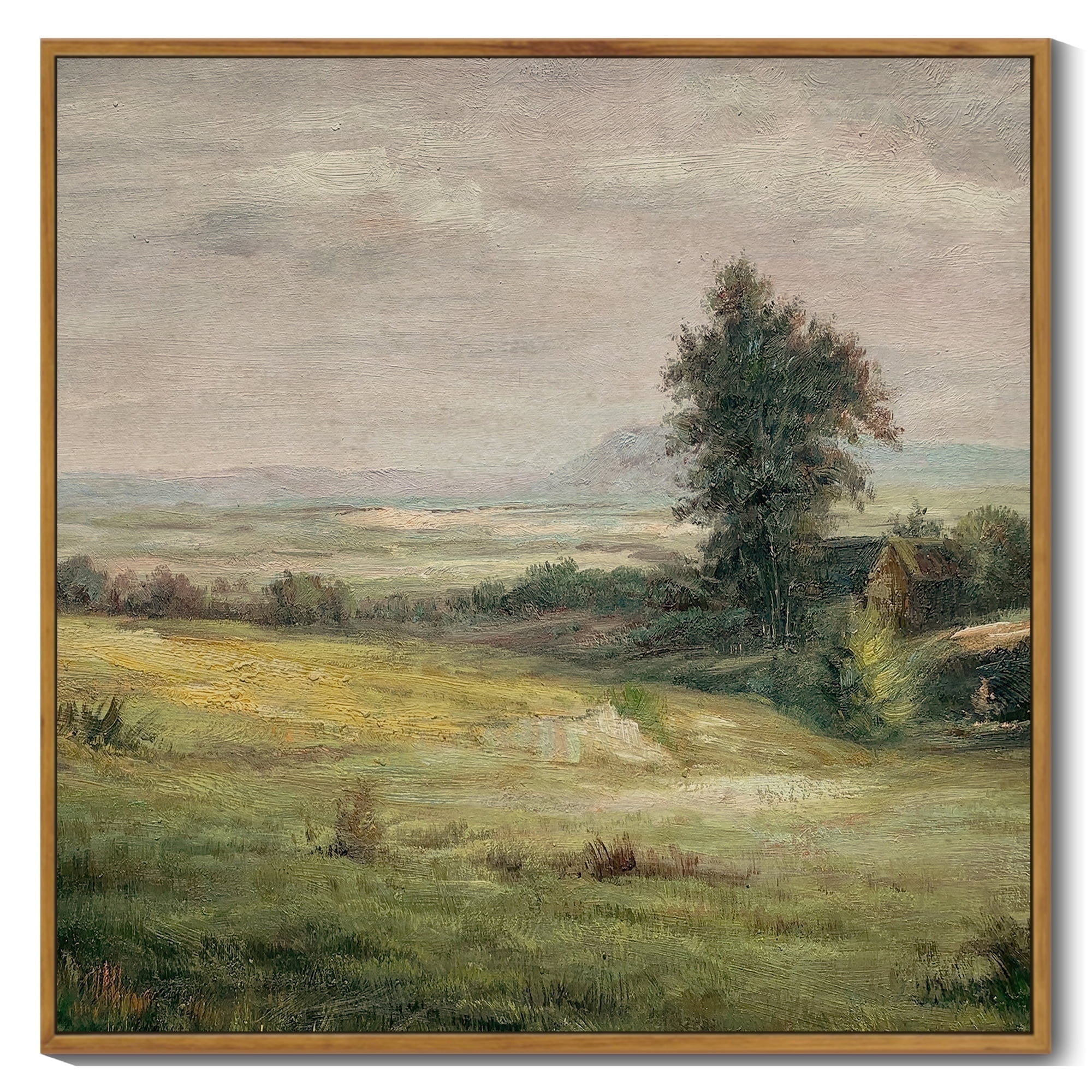 Drsoum Large 24x24in Natural Framed Vintage Wall Art The Vast Grassland ...