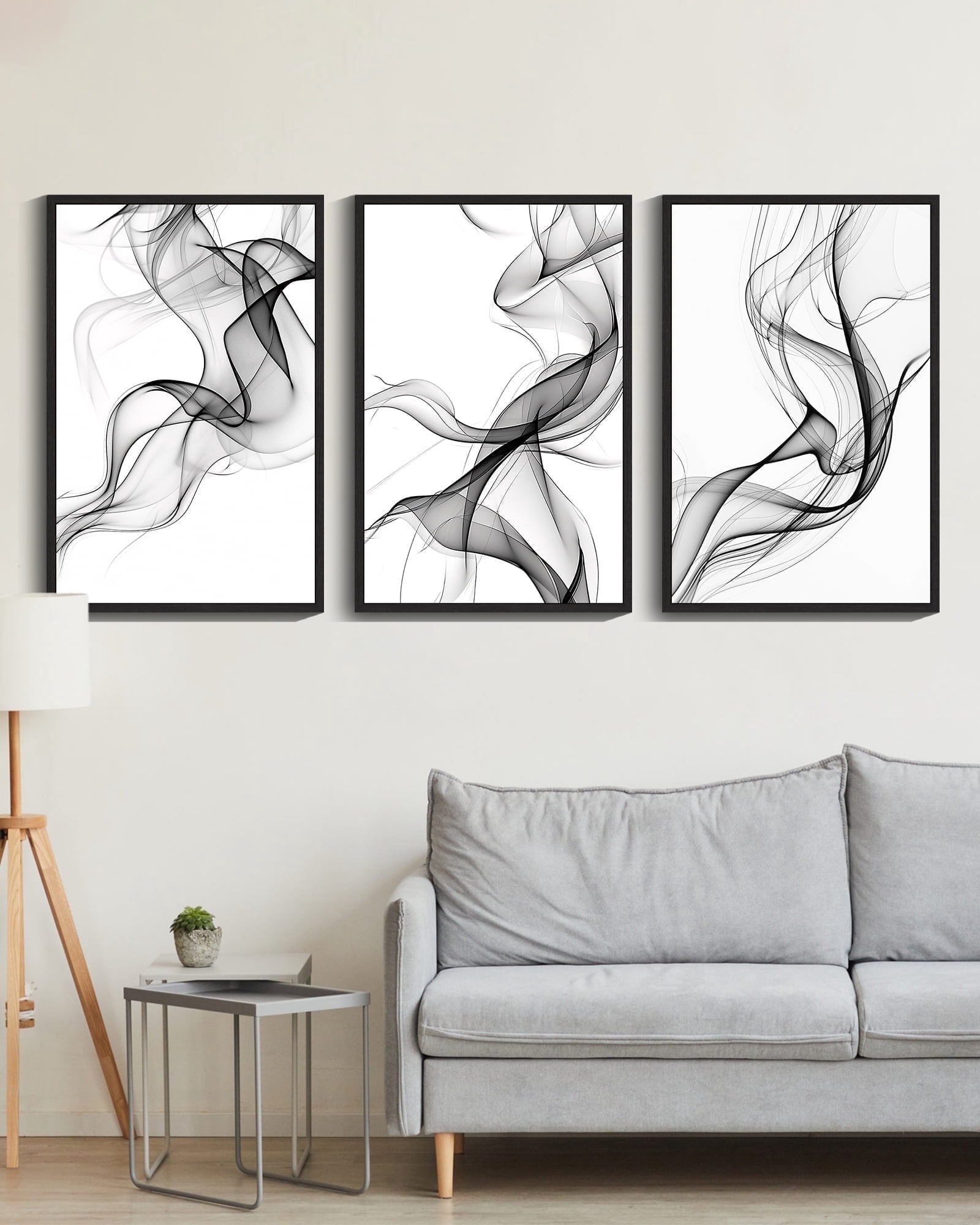Drsoum Large Black Abstract Line Wall Art 24x36in3pcs Black Framed ...
