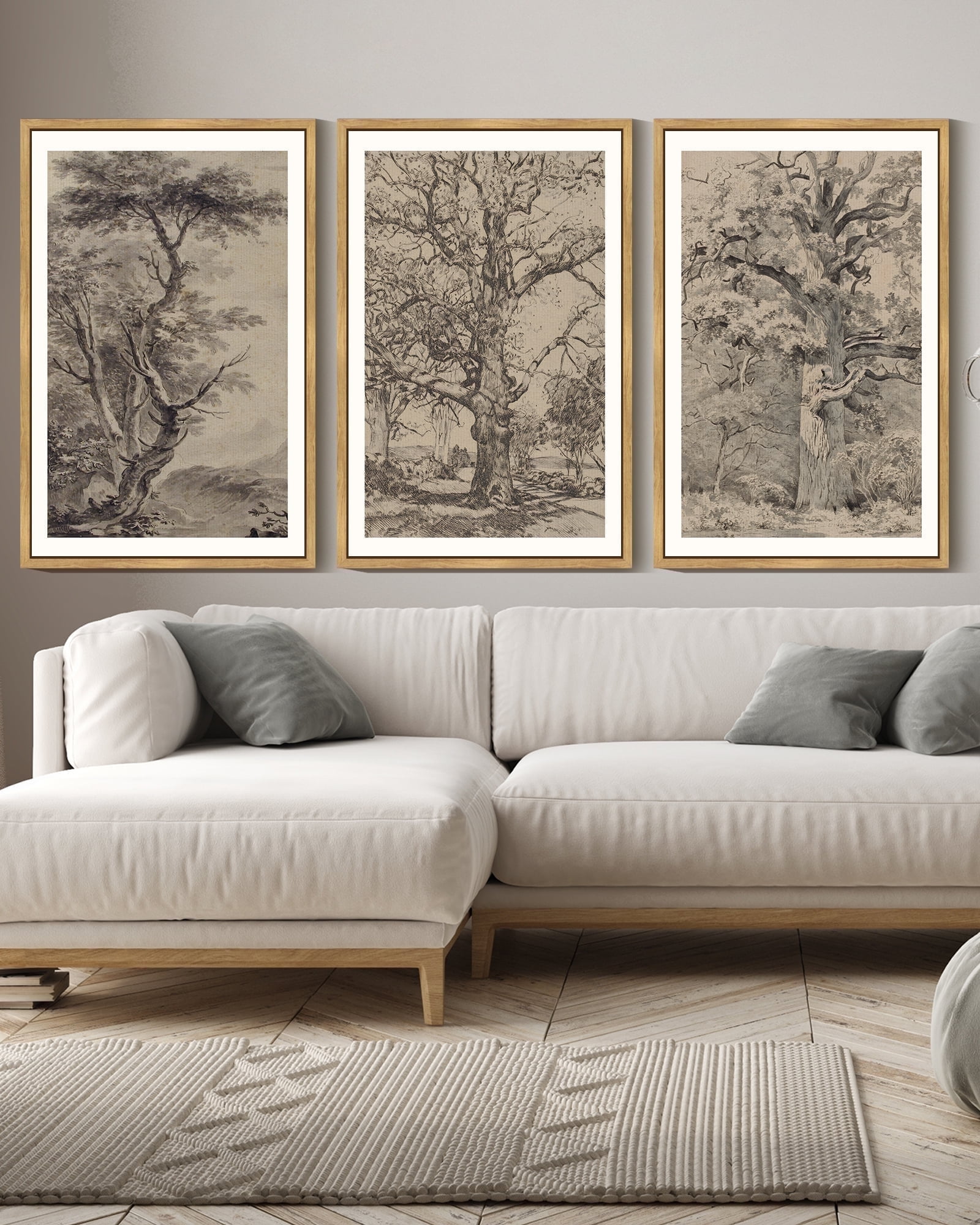 Drsoum Rustic Famehouse Wall Decor 16x24in3pcs Natural Framed Vintage ...