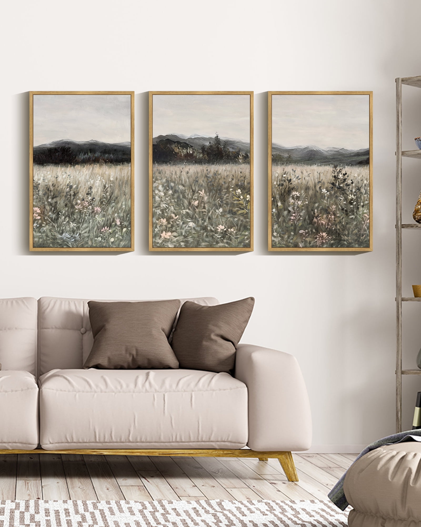 Drsoum Vintage 16x24in3pcs Brown Framed Landscape Canvas Wall Art ...