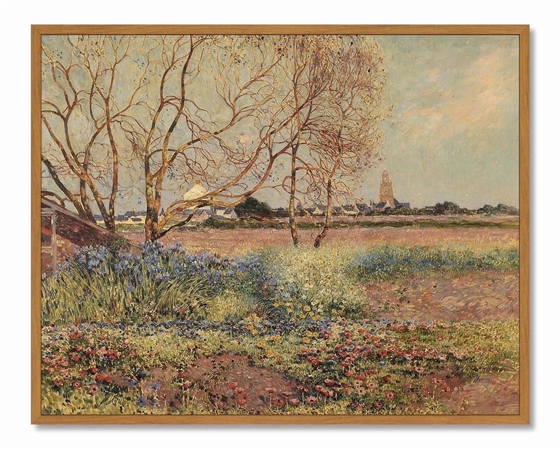 Drsoum Vintage Flower Field Landscape Wall Art Rustic Retro Countryside ...