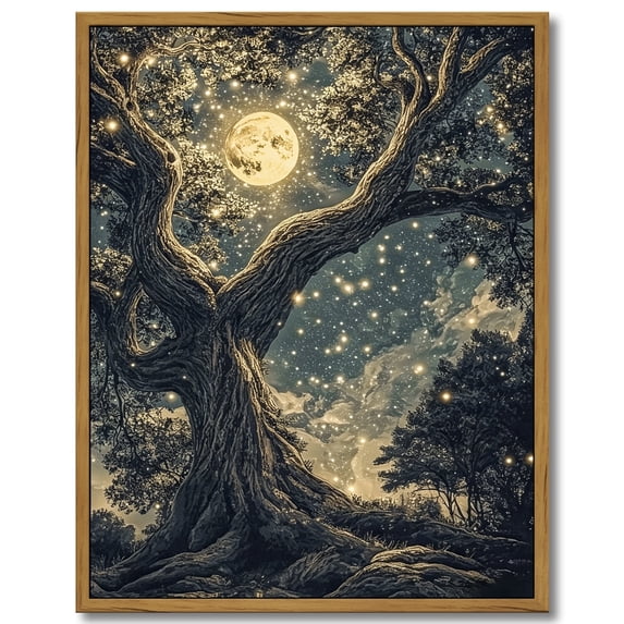 Drsoum Vintage Forest Moon Night Oval Wall Art Rustic Cottagecore Oval ...