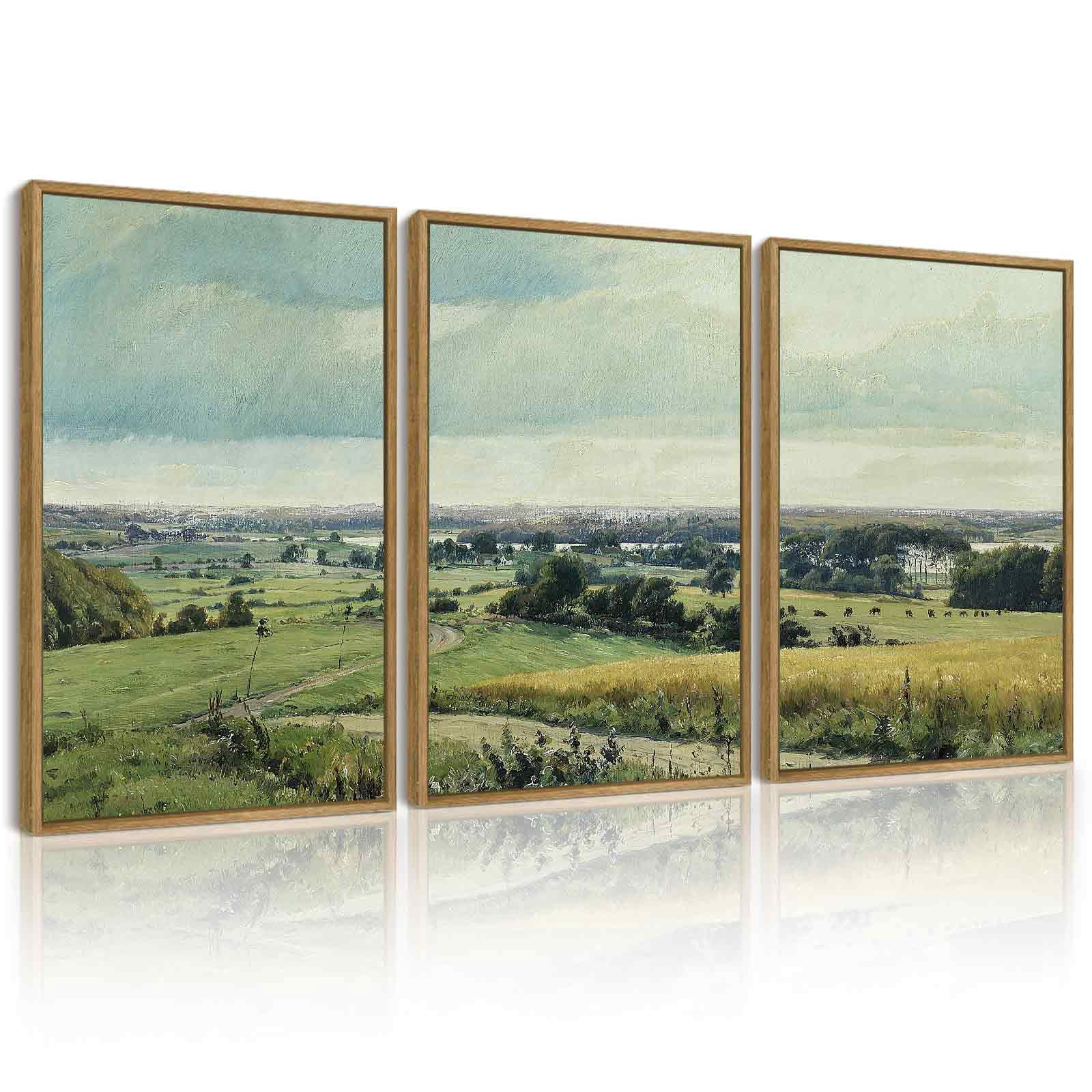 Drsoum Vintage Landscape Wall Art 16x24in3pcs Brown Framed Rustic ...