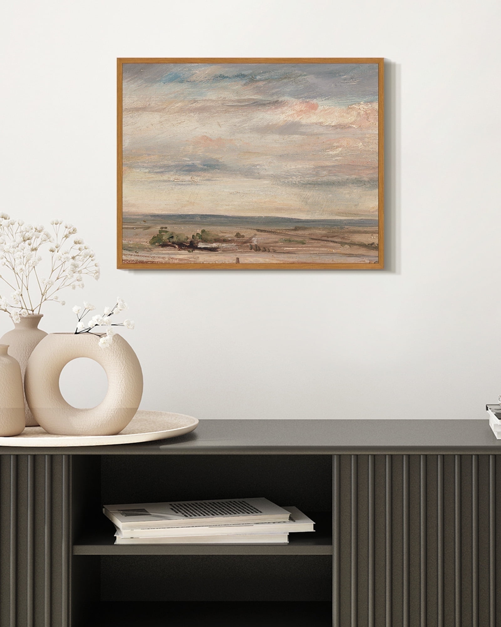 Drsoum Vintage Plain Landscape Wall Art 11x14in Natural Framed Classic ...