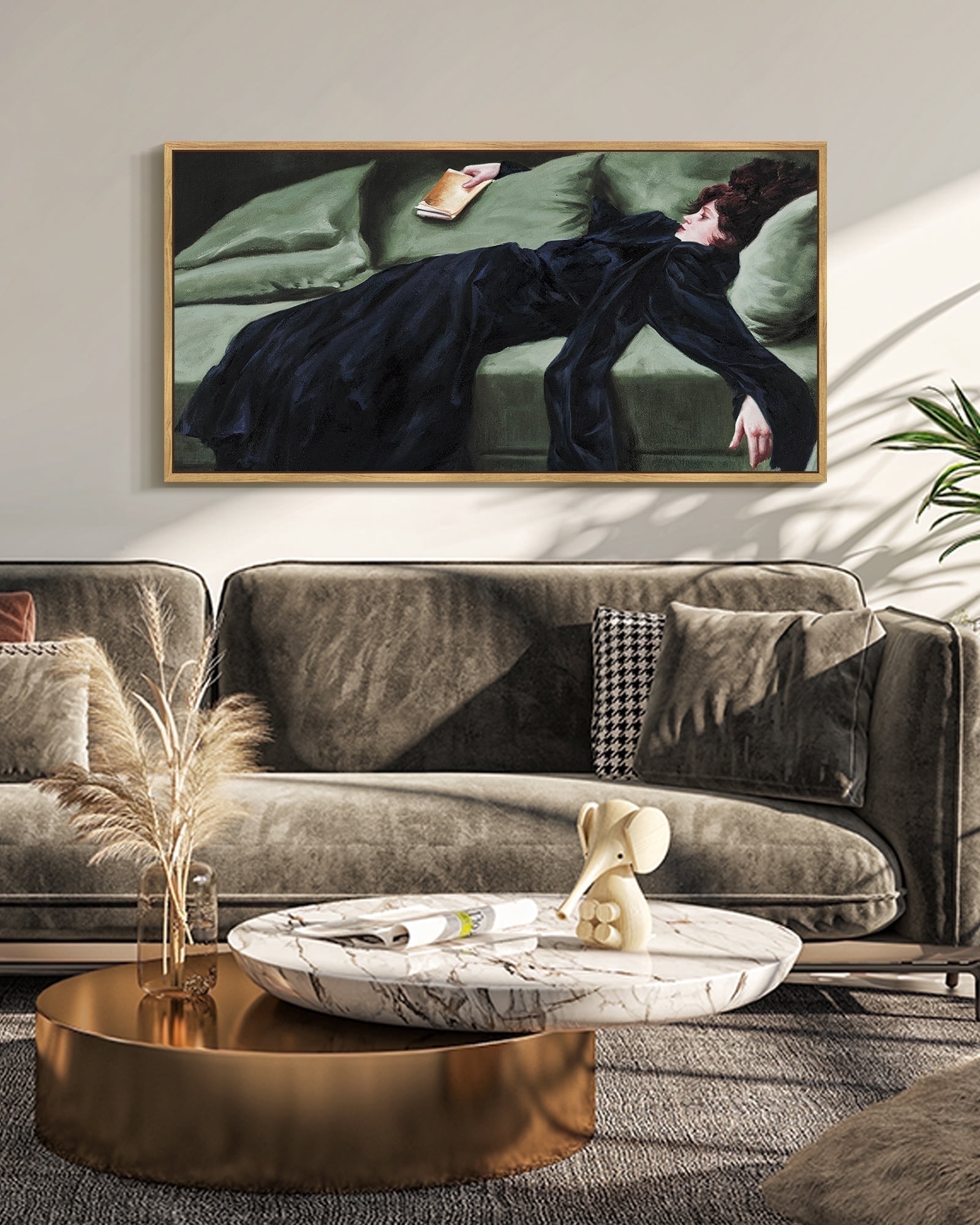 Drsoum VLarge 20x40in Natural Framed intage Wall Art Classic Moody ...