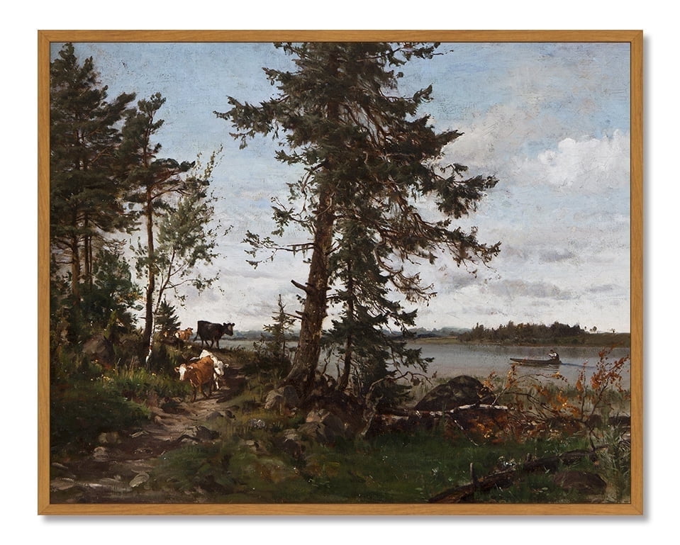 Drsoum Vintage Woodland Pathway Landscape Wall Art Rustic Retro Framed ...
