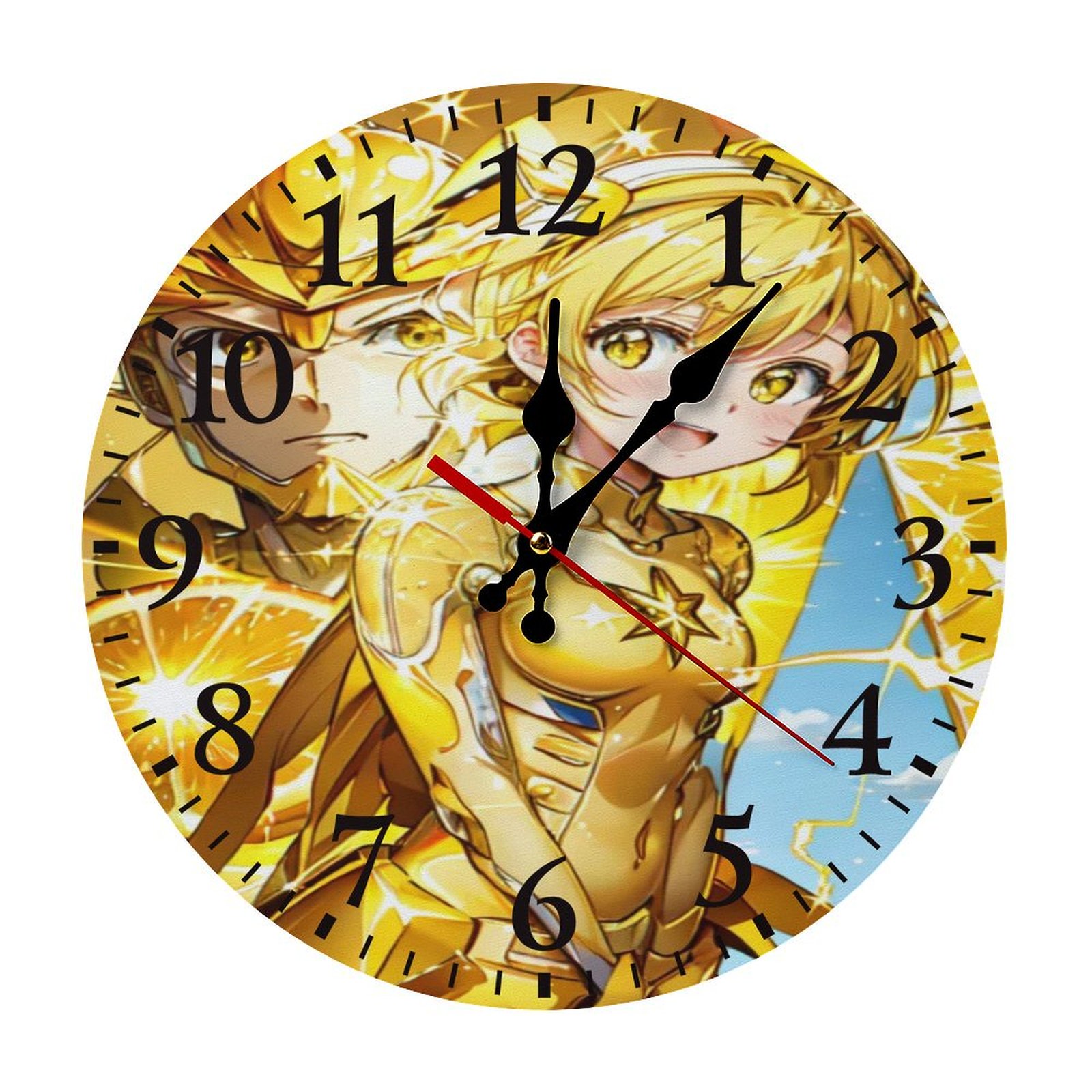 Drtiubtis Wall Clock Digital Clock Wall Large Golden Mecha Girl Adult ...