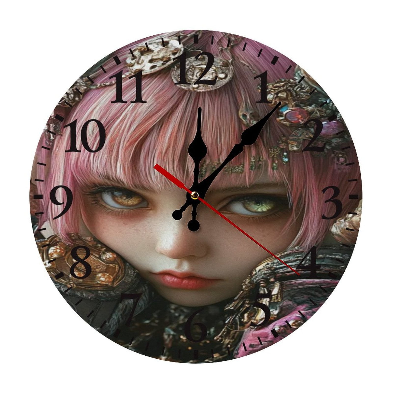 Drtiubtis Wall Clock for Living Room Clock Hands Oni Girl Adult ...