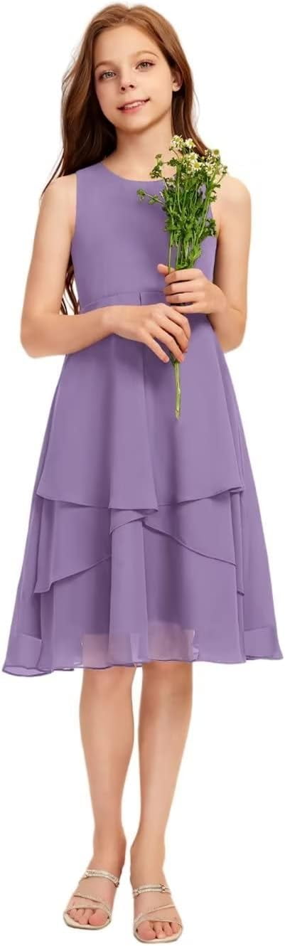 Drtj 2-14T Kids Junior Bridesmaid Wedding Dress A-line Scoop Knee ...