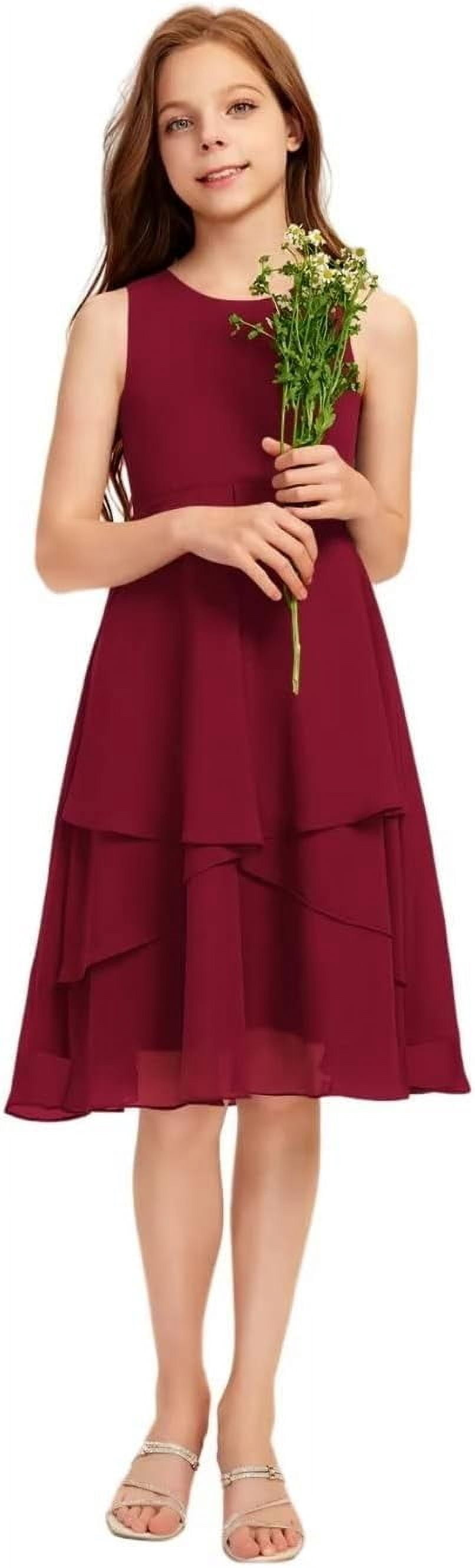 Drtj 2-14T Kids Junior Bridesmaid Wedding Dress A-line Scoop Knee ...