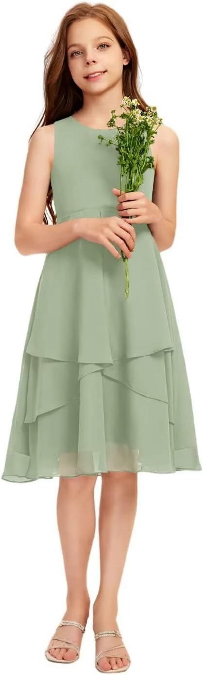 Drtj 2-14T Kids Junior Bridesmaid Wedding Dress A-line Scoop Knee ...