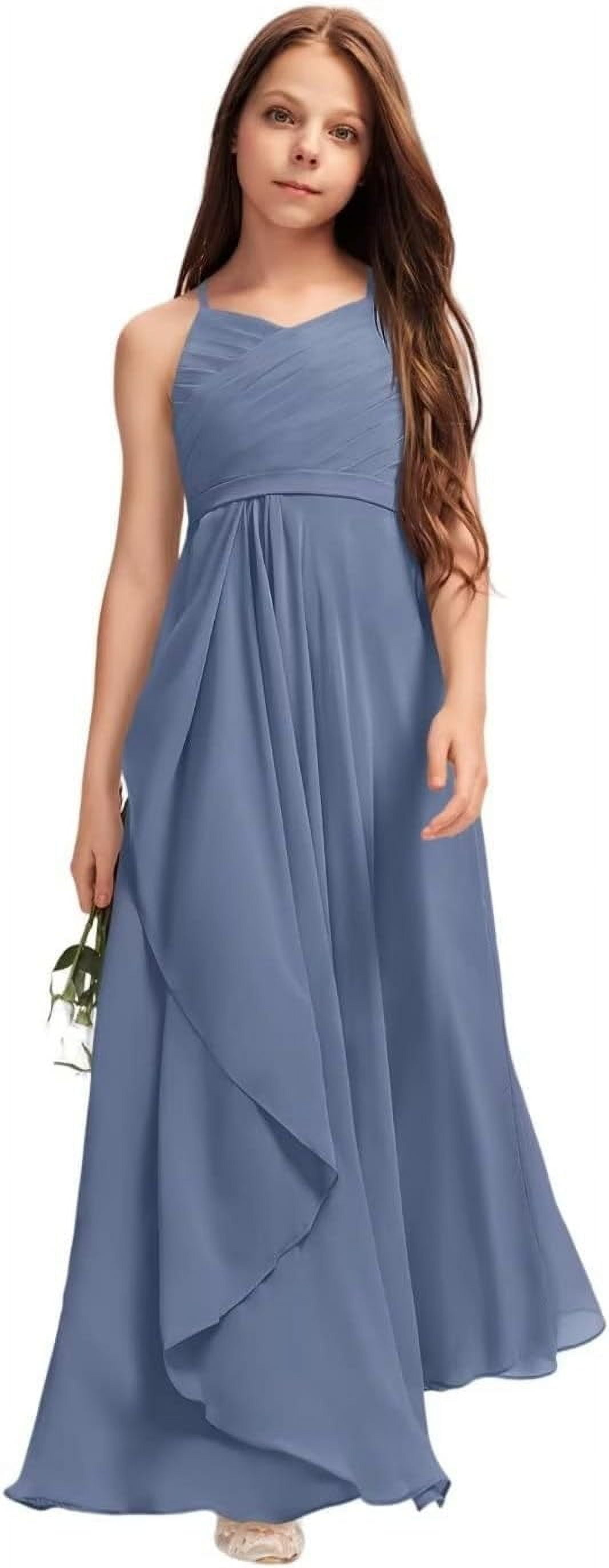 Drtj 2-14T Kids Teens A-Line Halter Neck Cascading Chiffon Junior ...