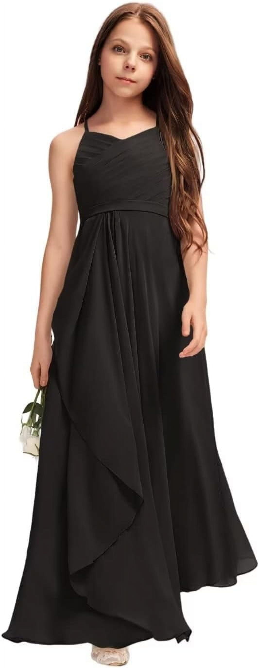 Drtj 2-14T Kids Teens A-Line Halter Neck Cascading Chiffon Junior ...