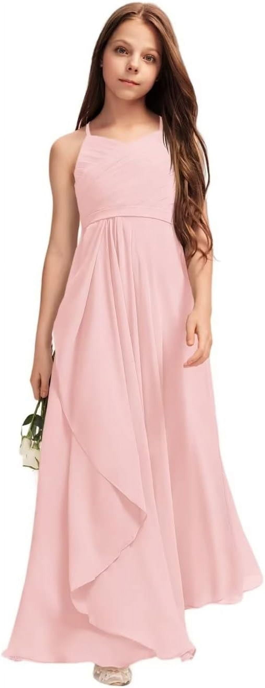 Drtj 2-14T Kids Teens A-Line Halter Neck Cascading Chiffon Junior ...