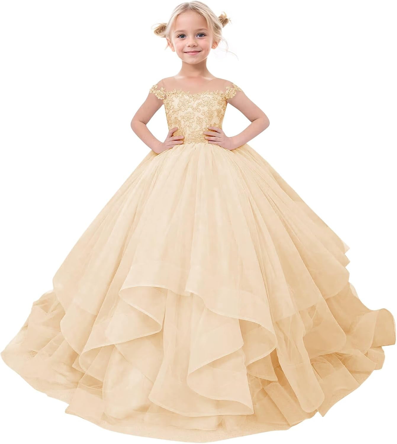 Drtj Flower Girl Dress - Elegant Tulle & Lace Princess Gown for ...