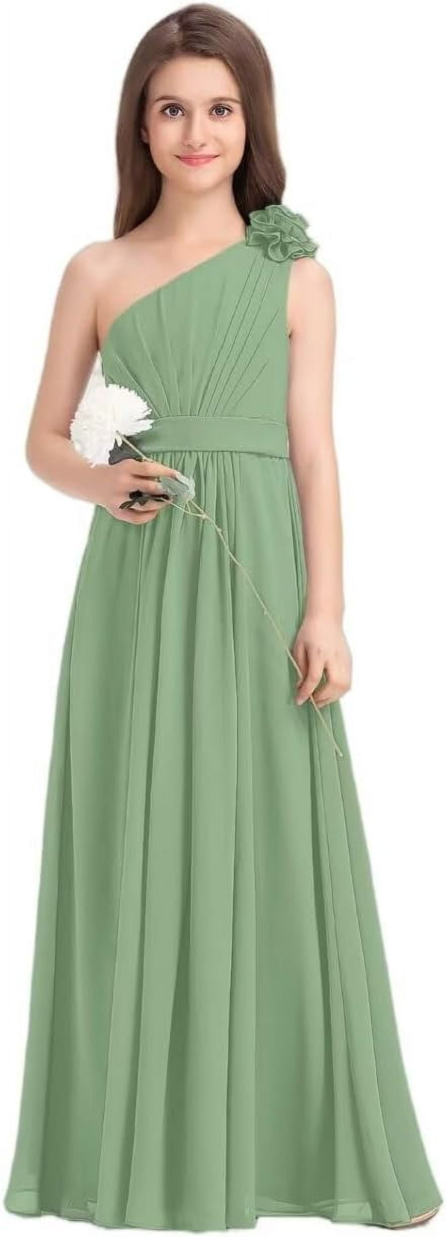 Drtj Flower Girls Teen Bridesmaid Dress A-line One Shoulder Floor ...