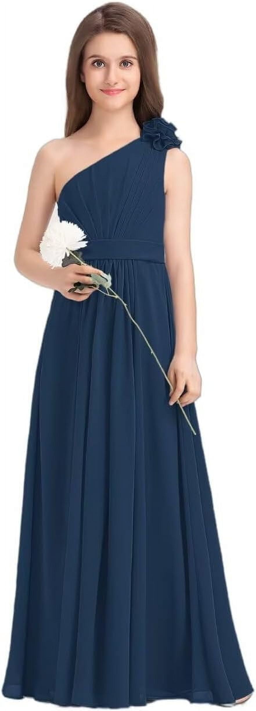 Drtj Flower Girls Teen Bridesmaid Dress A-line One Shoulder Floor ...