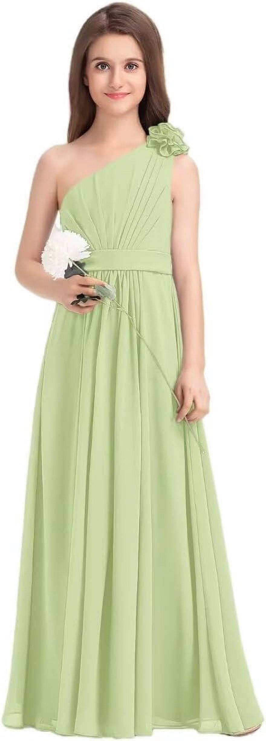 Drtj Flower Girls Teen Bridesmaid Dress A-line One Shoulder Floor ...