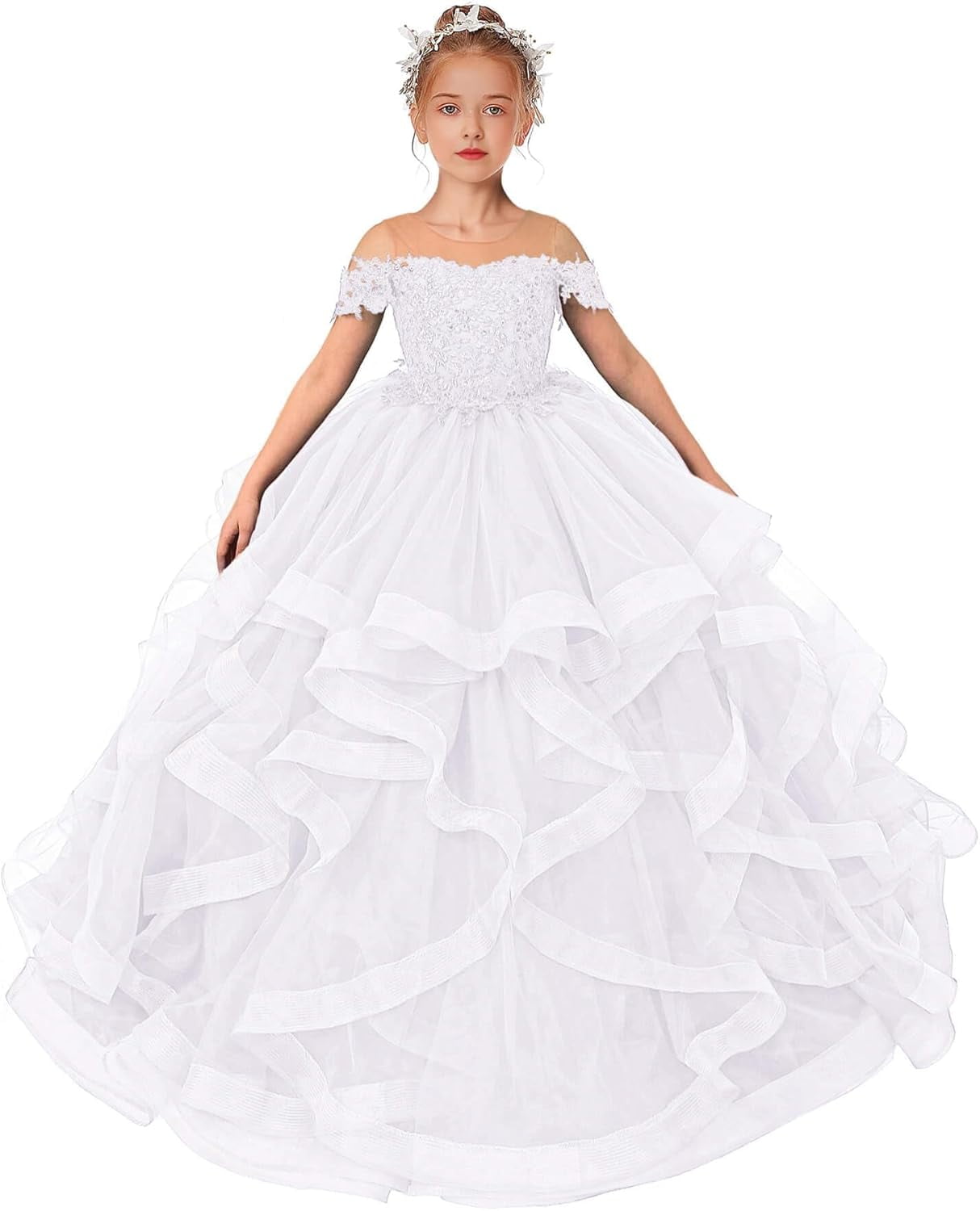Drtj Lace Flower Girl Dress Sequin Applique Pageant Dresses for Girls ...