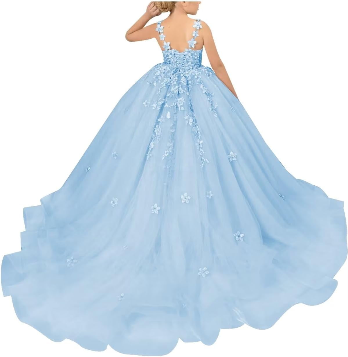 Drtj Tulle Flower Girl Dresses Wedding Floral Appliques Princess ...