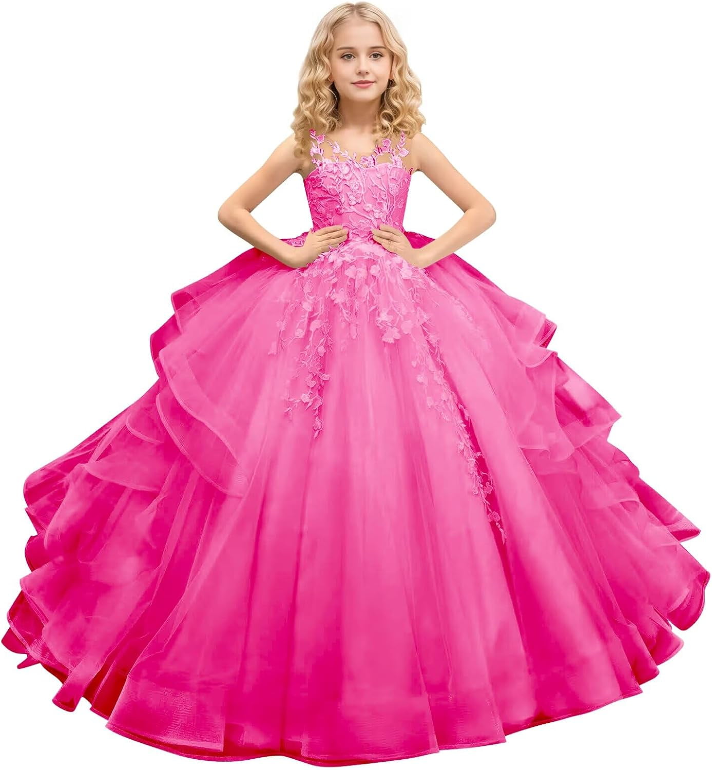 Drtj Tulle Flower Girl Maxi Dresses Princess Pageant Dress Wedding ...