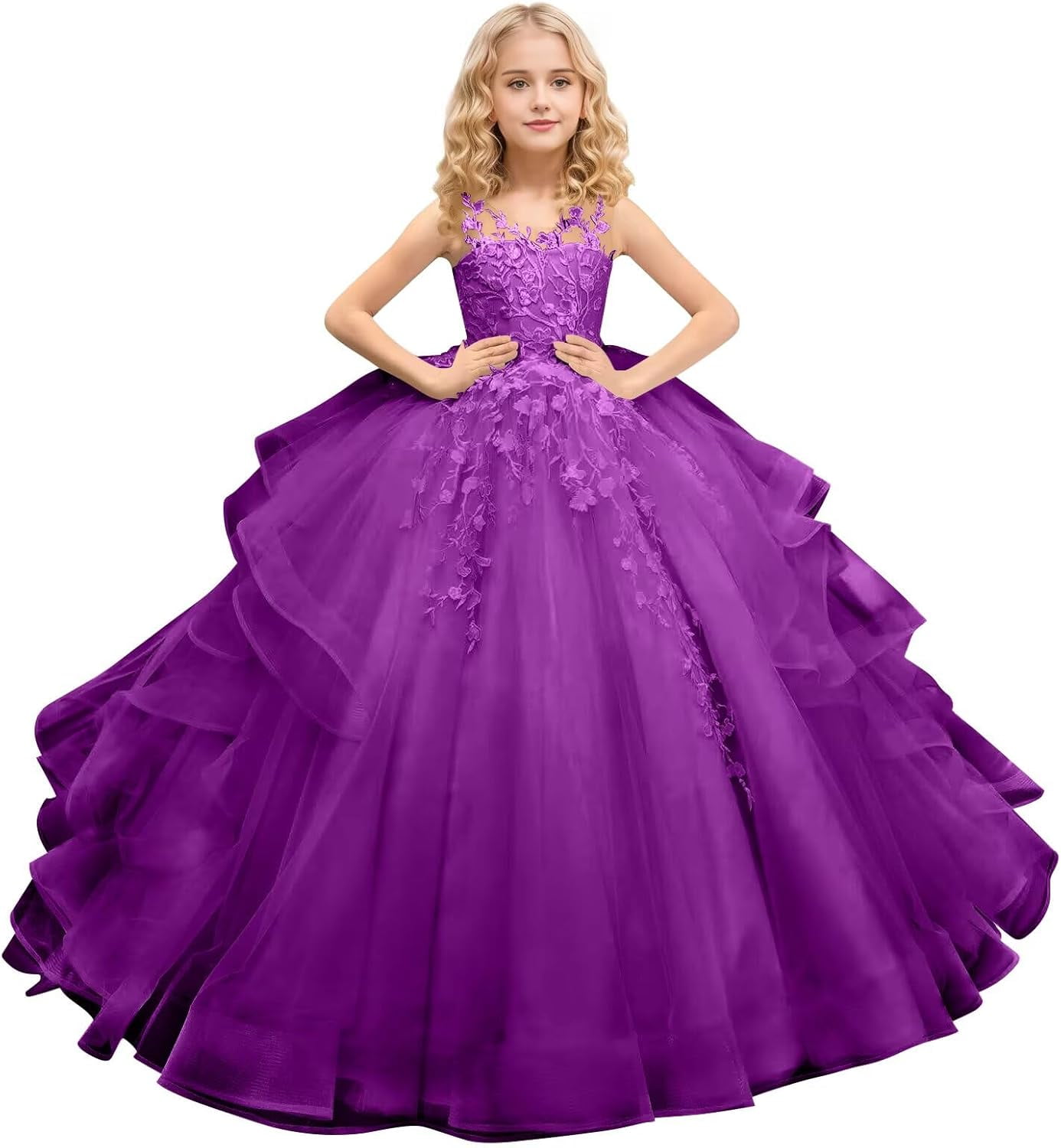 Drtj Tulle Flower Girl Maxi Dresses Princess Pageant Dress Wedding ...