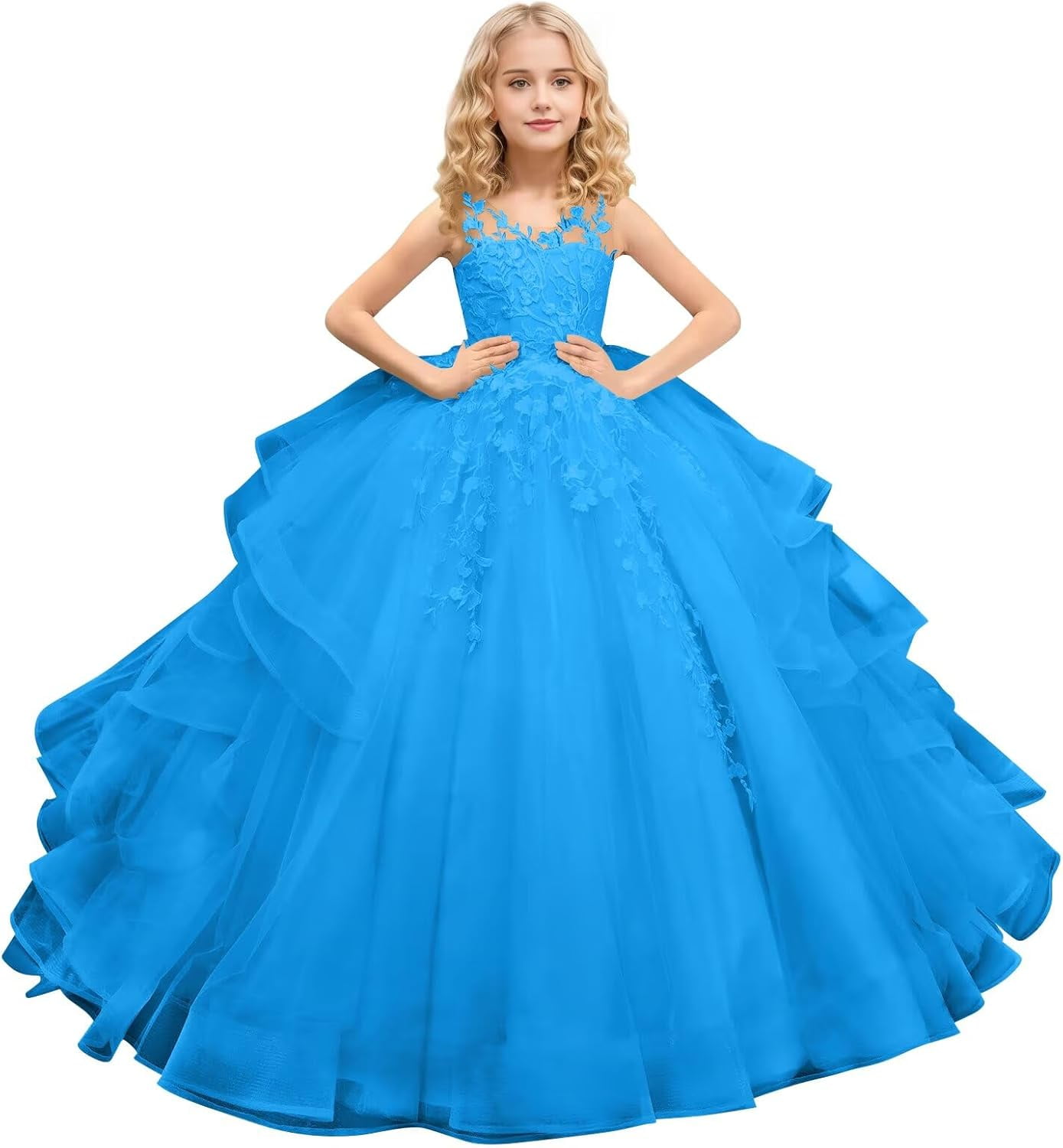 Drtj Tulle Flower Girl Maxi Dresses Princess Pageant Dress Wedding ...