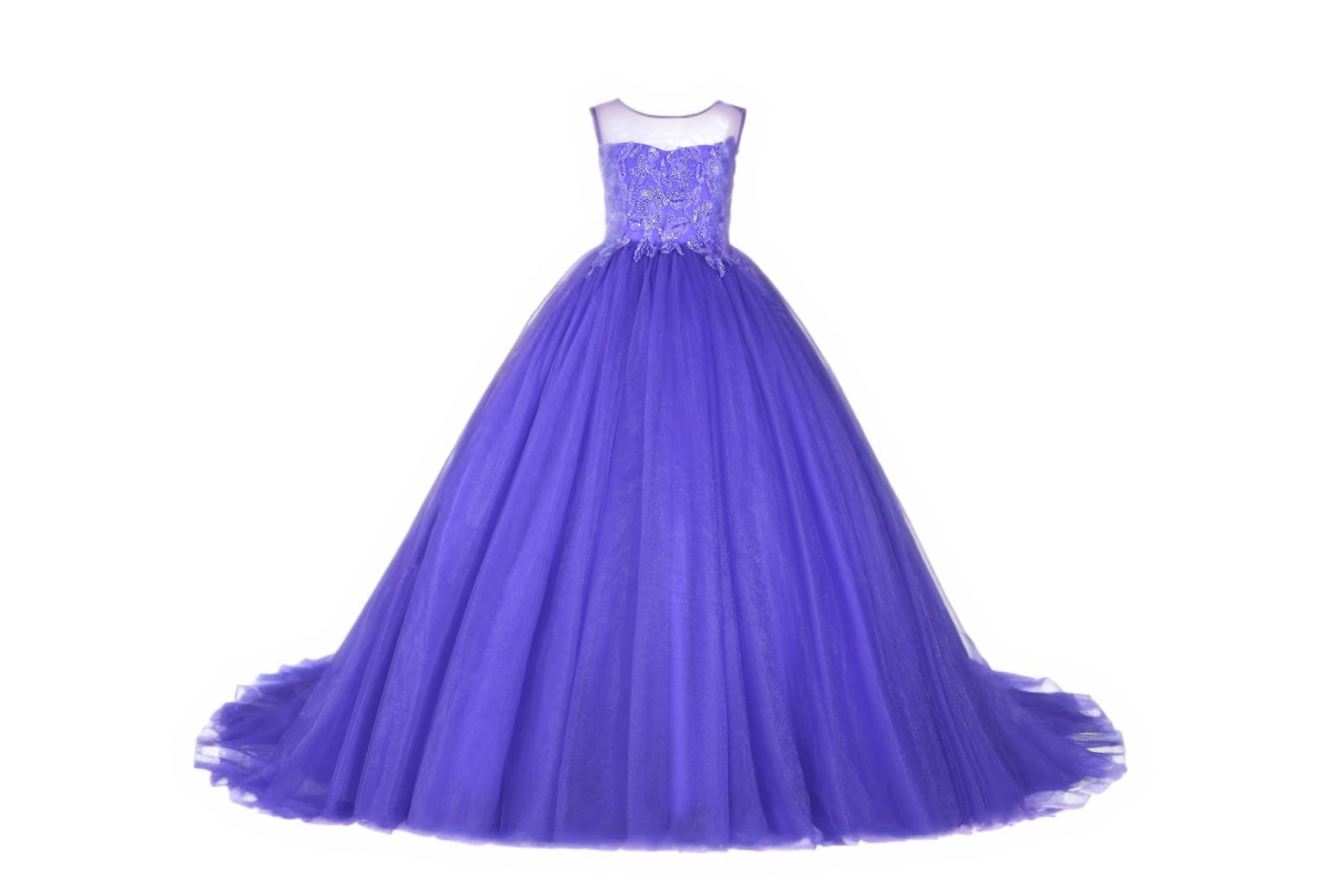 Drtj Tulle Flower Girl Princess Wedding Lace Applique Pageant Dresses ...