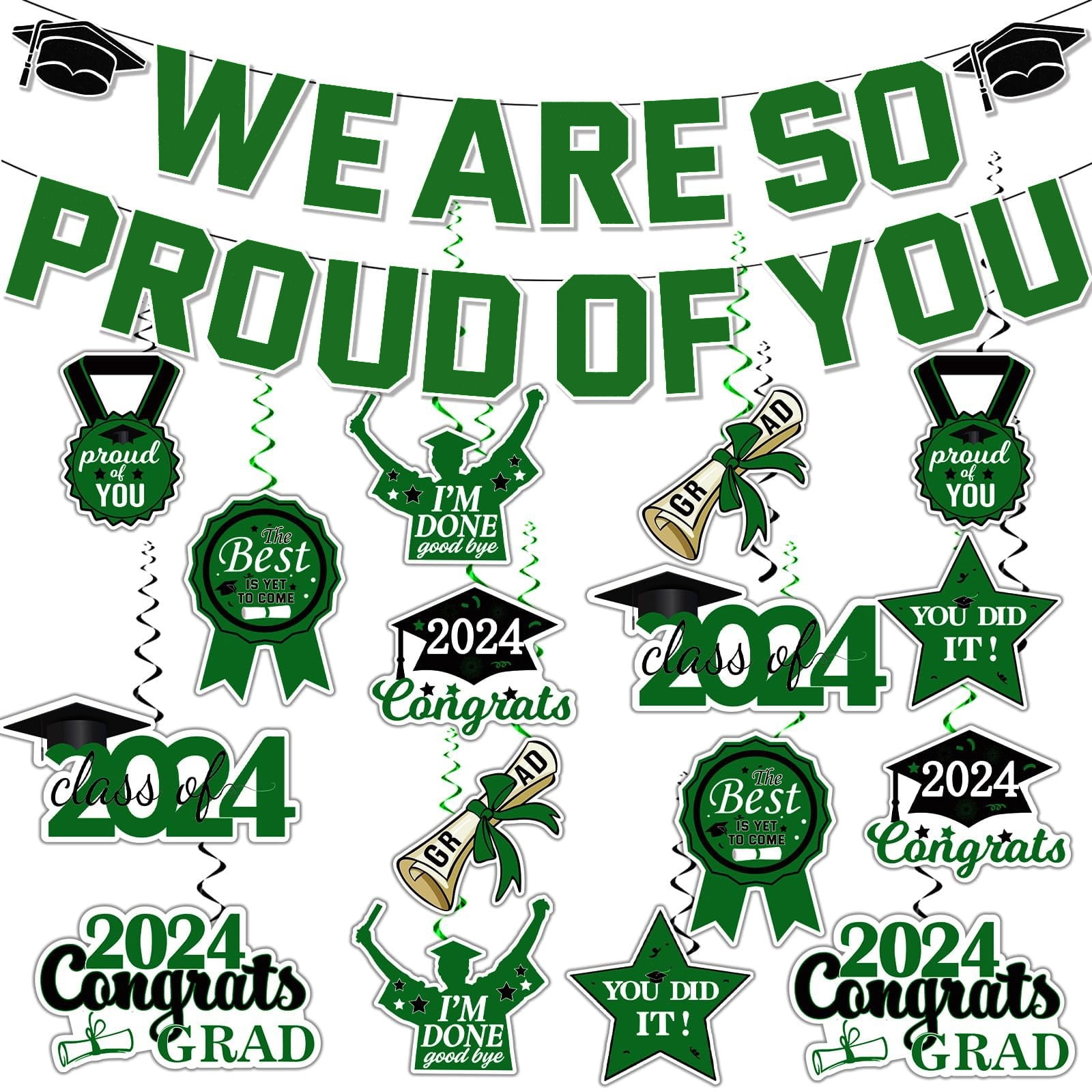 Drtknnz Banner Pulling Balloon, 2024 Blue Graduation Party Decorations ...