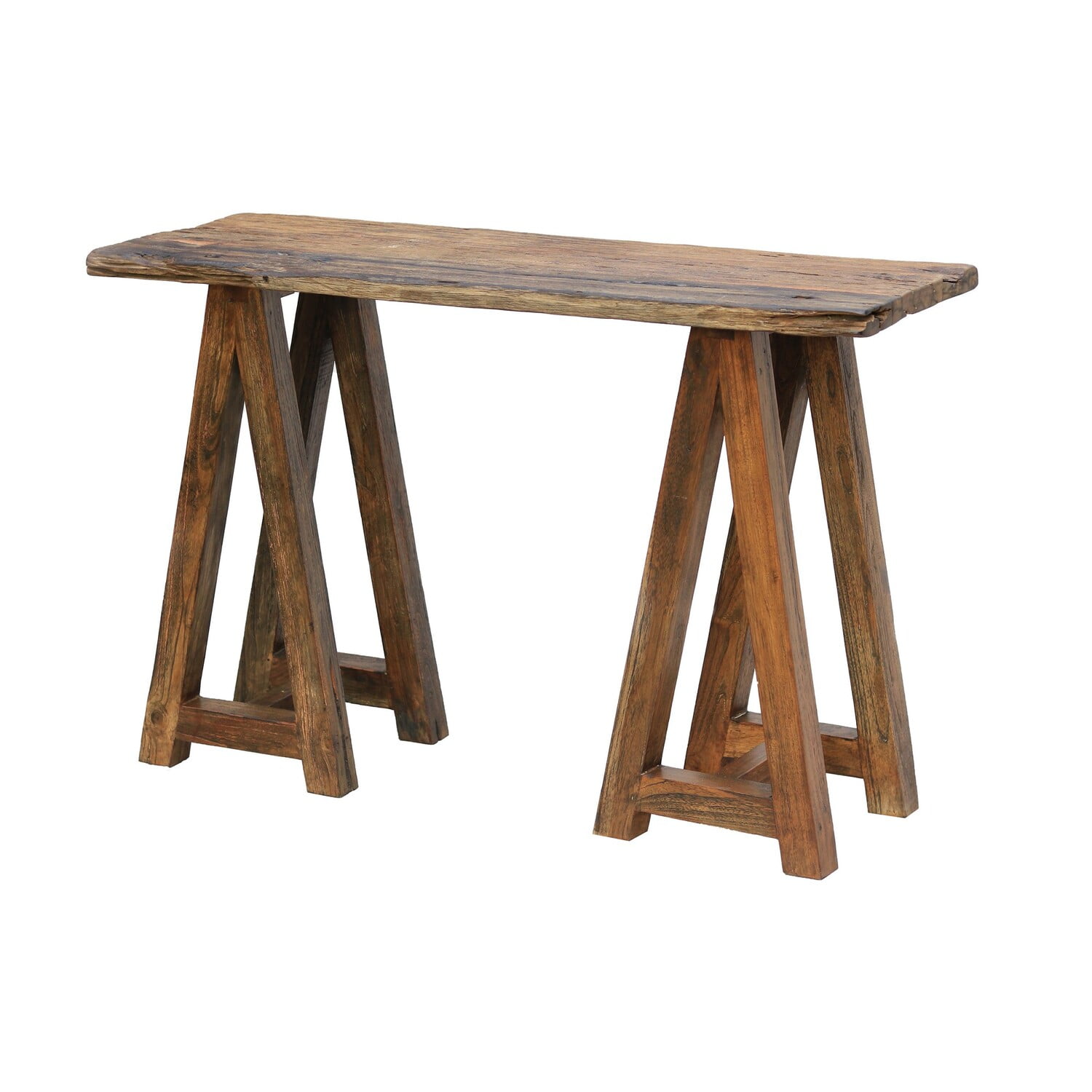Drue 48 Inch Side Console Table, Textured Rustic Brown Wood Frame ...