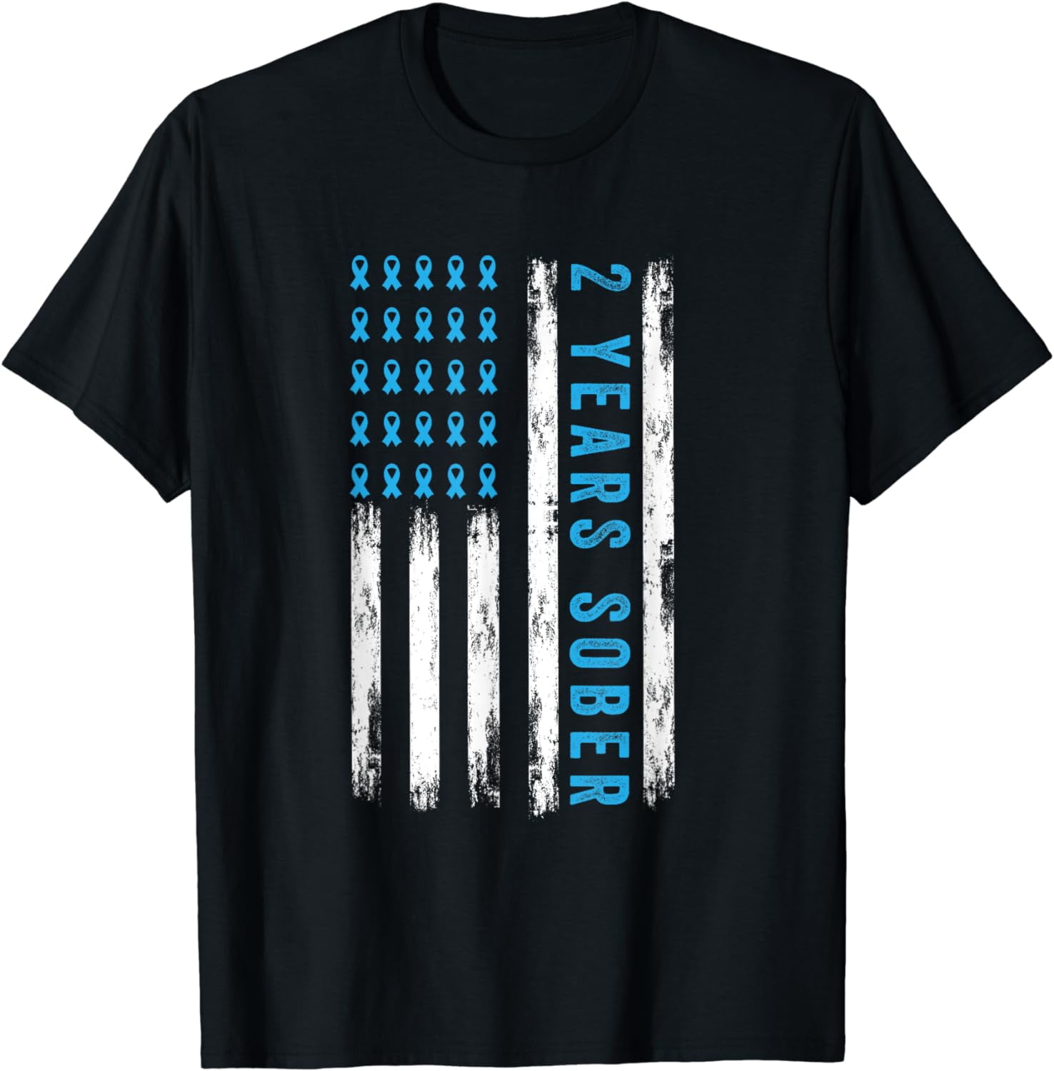 Drug Alcohol Addiction Recovery 2 Years Sober USA Flag T-Shirt ...