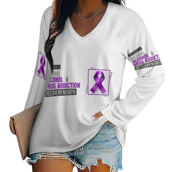 Drug Alcohol Addiction Recovery Awareness Women's Long Sleeve Shirts ...