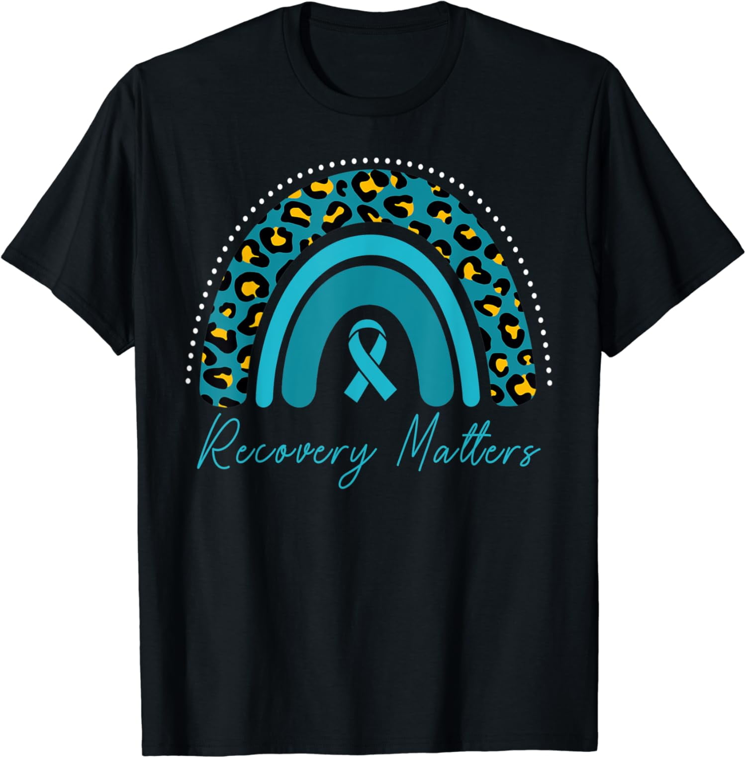 Drug Alcohol Addiction Recovery Matters Leopard Rainbow T-Shirt ...