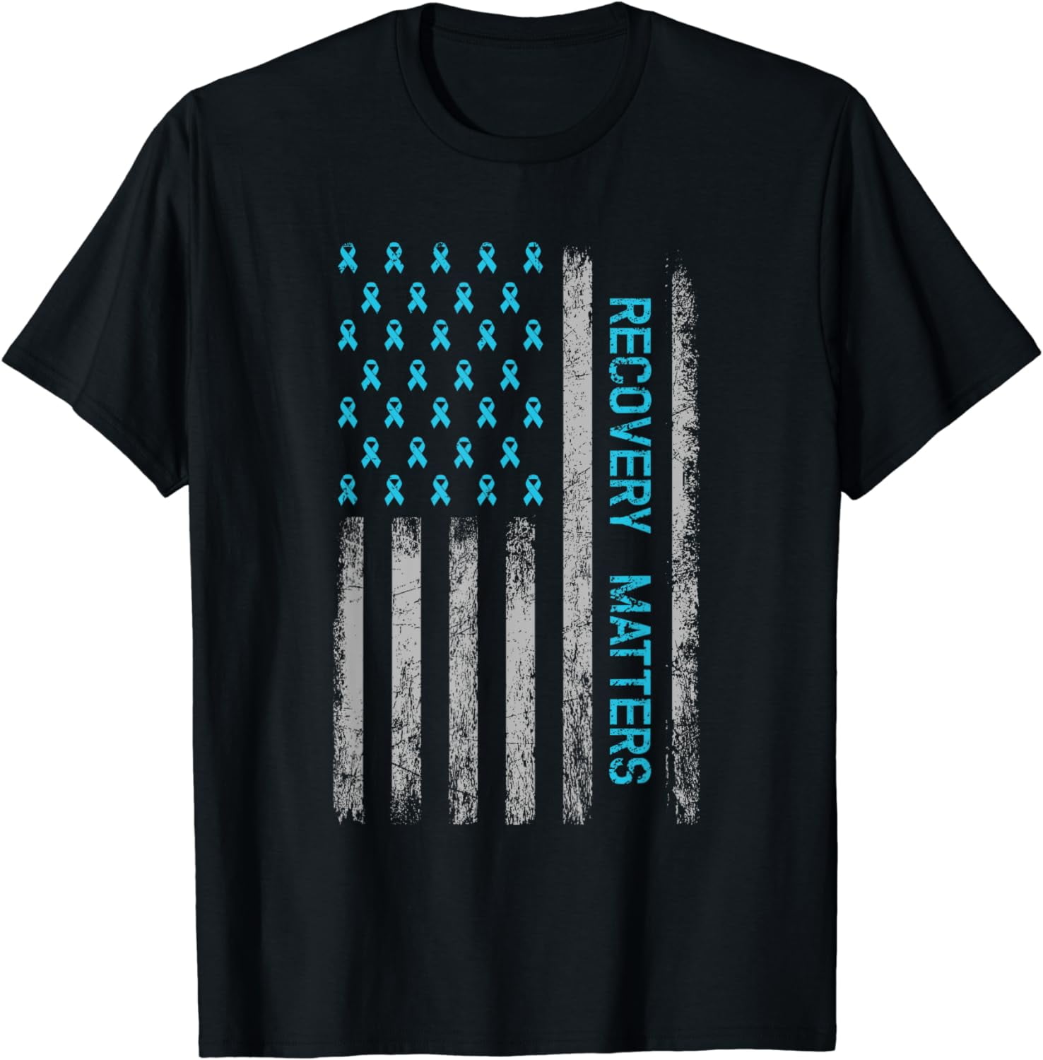 Drug Alcohol Addiction Recovery Warrior - American Flag T-Shirt ...