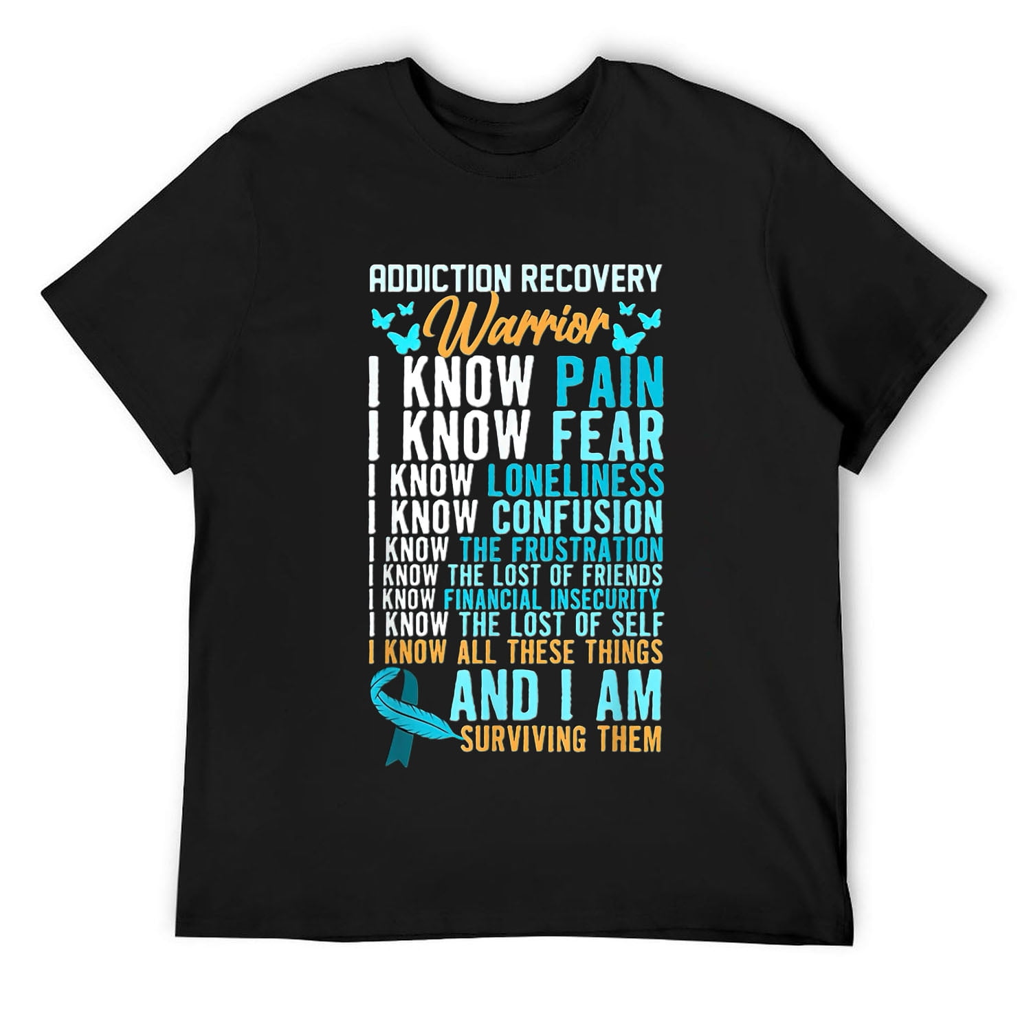 Drug Alcohol Gambling Addiction Recovery Warrior Mens T-Shirt Black 3XL ...