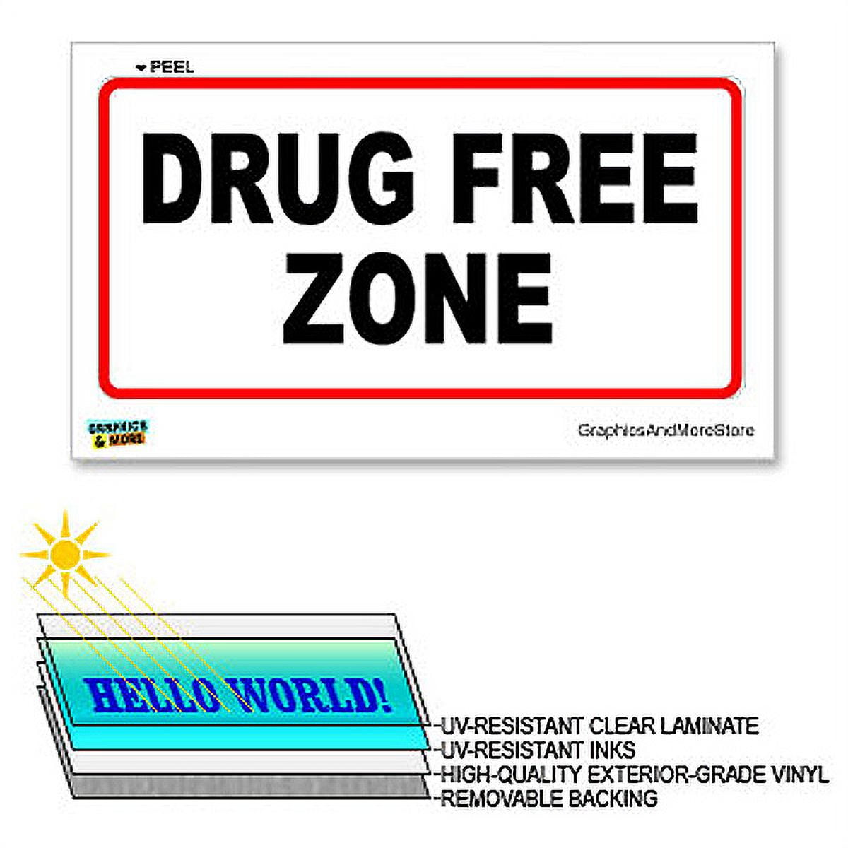 Drug Free Zone - 12 in x 6 in - Laminated Sign Window Sticker - Walmart.com