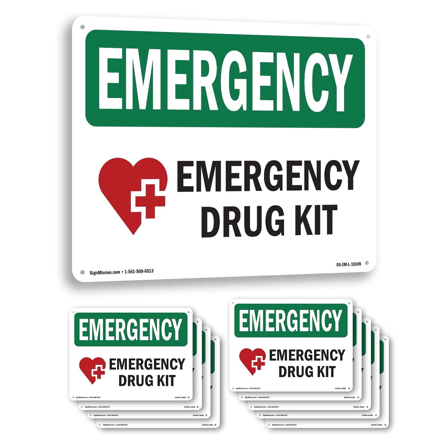 Drug Kit With Symbol OSHA Emergency Rigid Plastic Sign 14 Inch x 10 ...