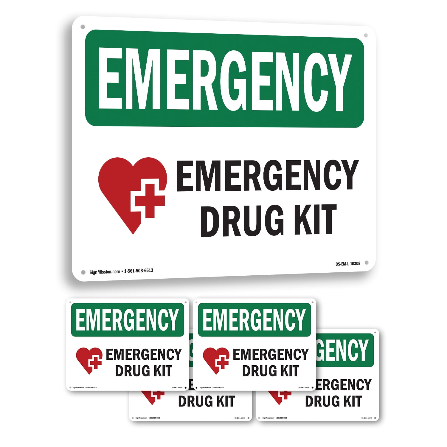 Drug Kit With Symbol OSHA Emergency Rigid Plastic Sign 24 Inch x 18 ...