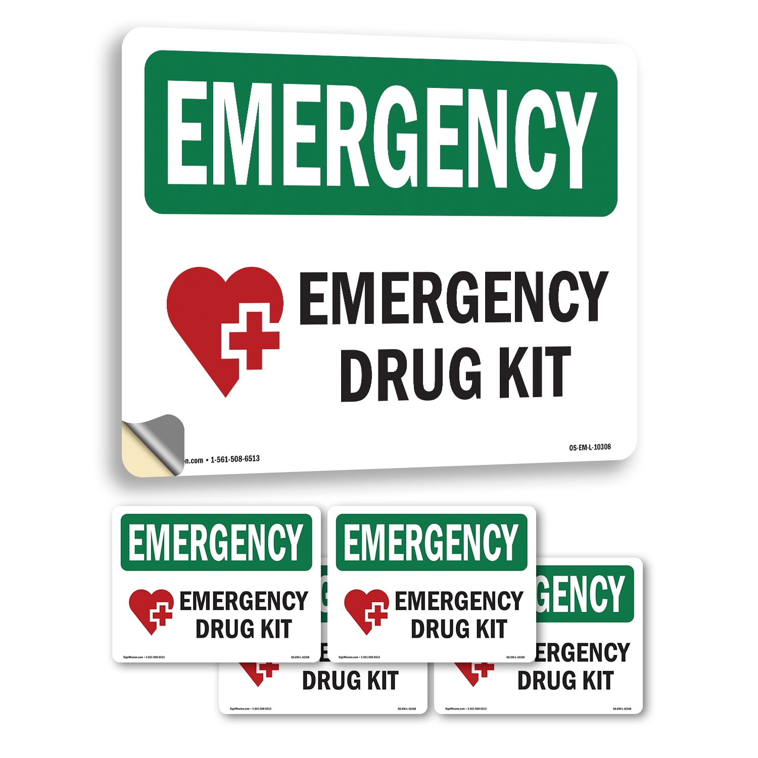 Drug Kit With Symbol OSHA Emergency Vinyl Decal Label 10 Inch x 7 Inch ...