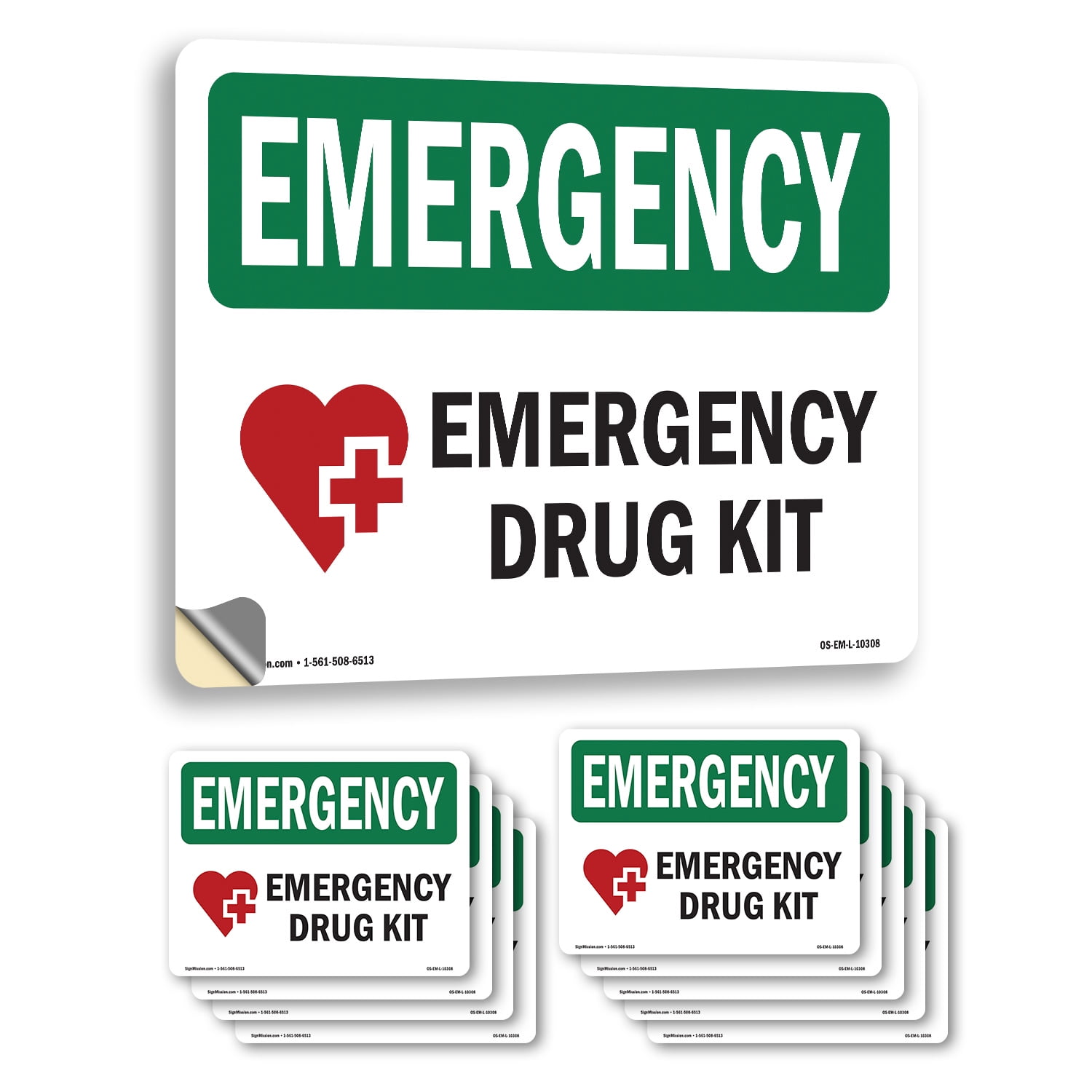 Drug Kit With Symbol OSHA Emergency Vinyl Decal Label 5 Inch x 3.5 Inch ...