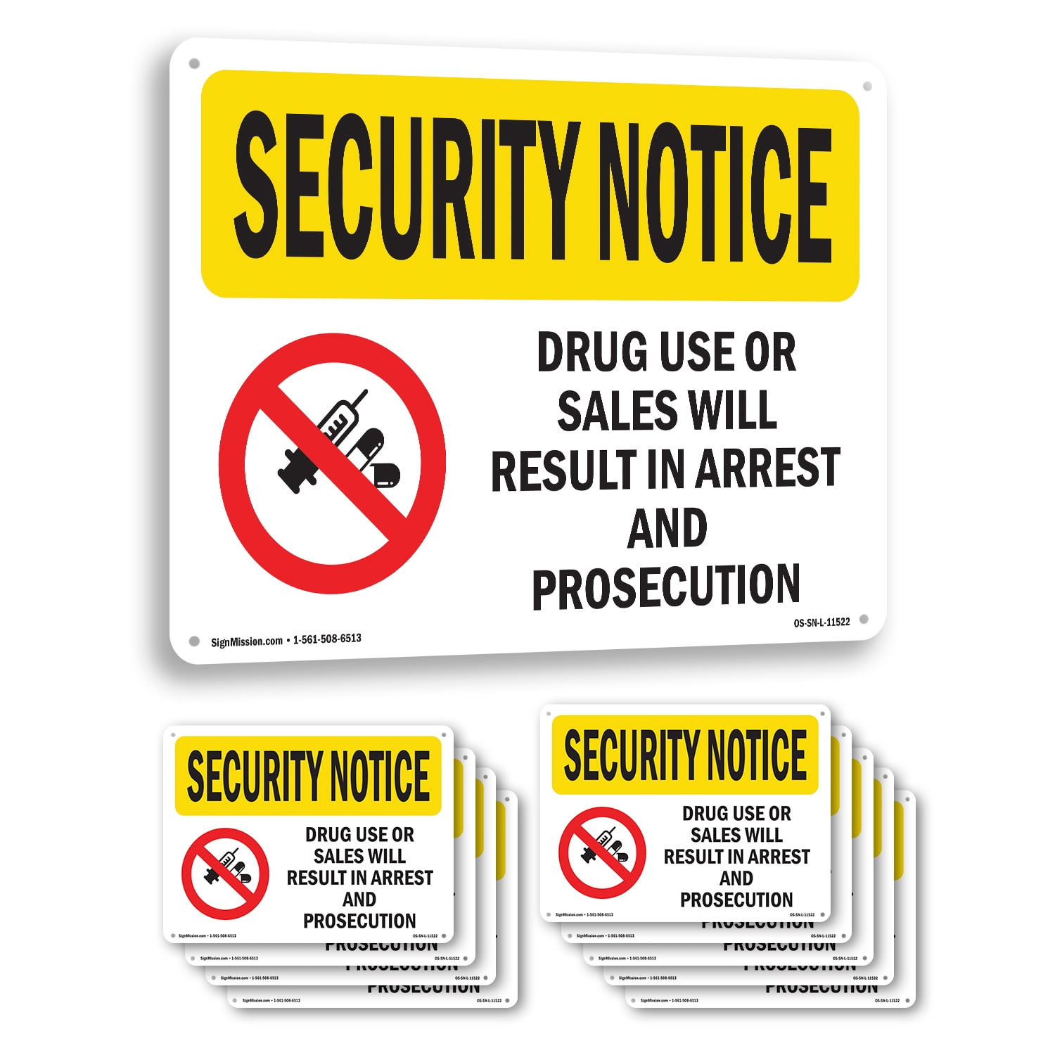 Drug Use Or Sales OSHA Security Notice Aluminum Sign 10 Inch x 7 Inch ...