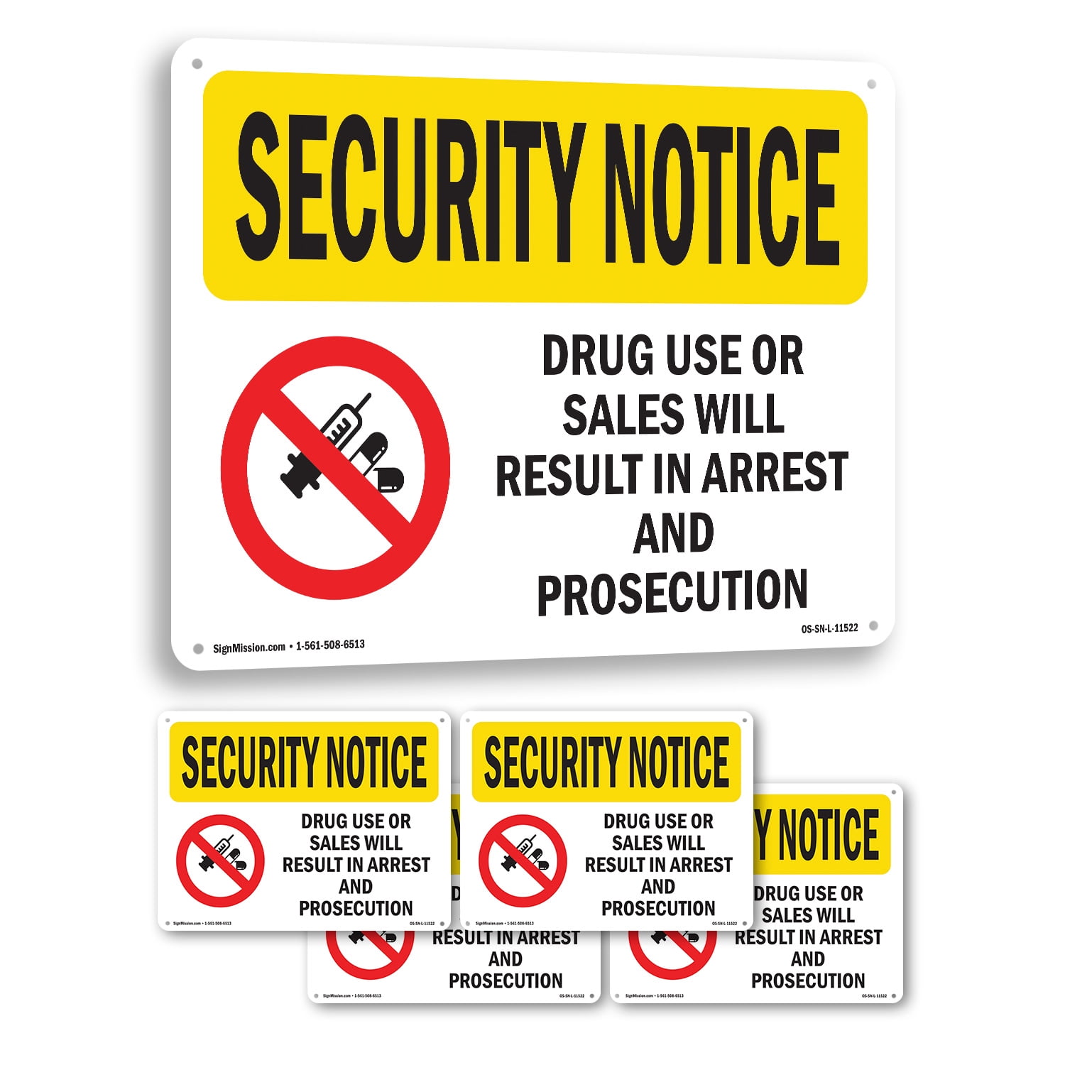 Drug Use Or Sales OSHA Security Notice Rigid Plastic Sign 18 Inch x 12 ...