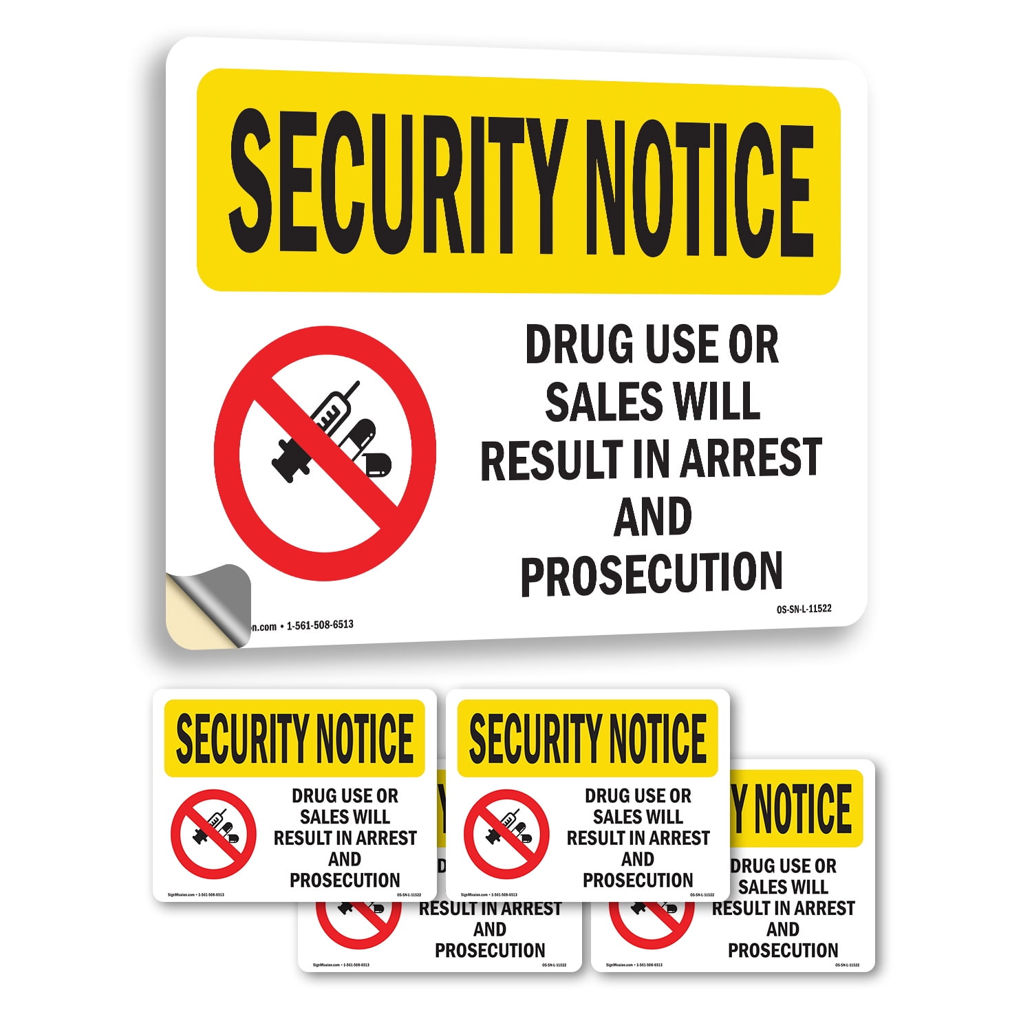 Drug Use Or Sales OSHA Security Notice Vinyl Decal Label 24 Inch x 18 ...